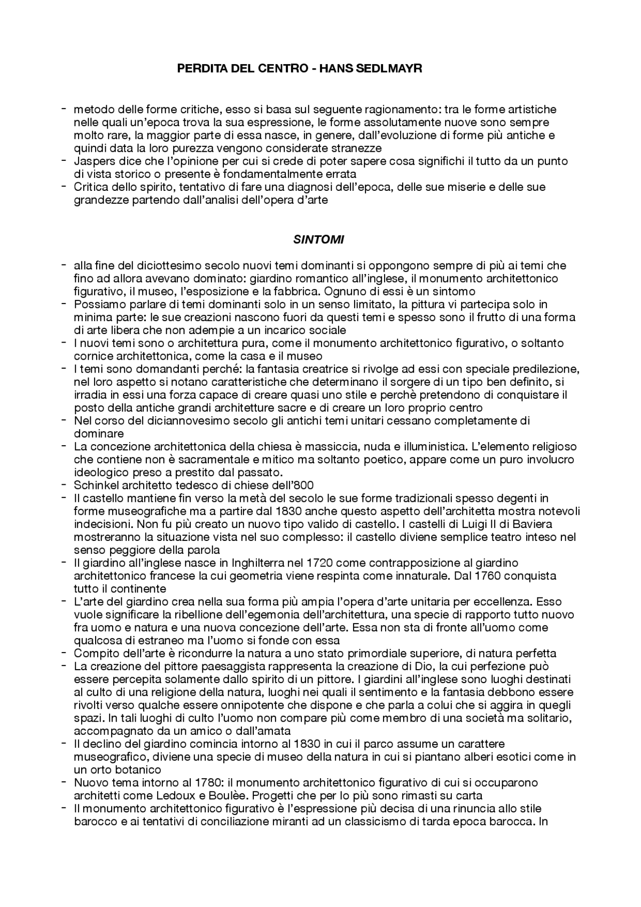 Riassunto Perdita Del Centro Docsity