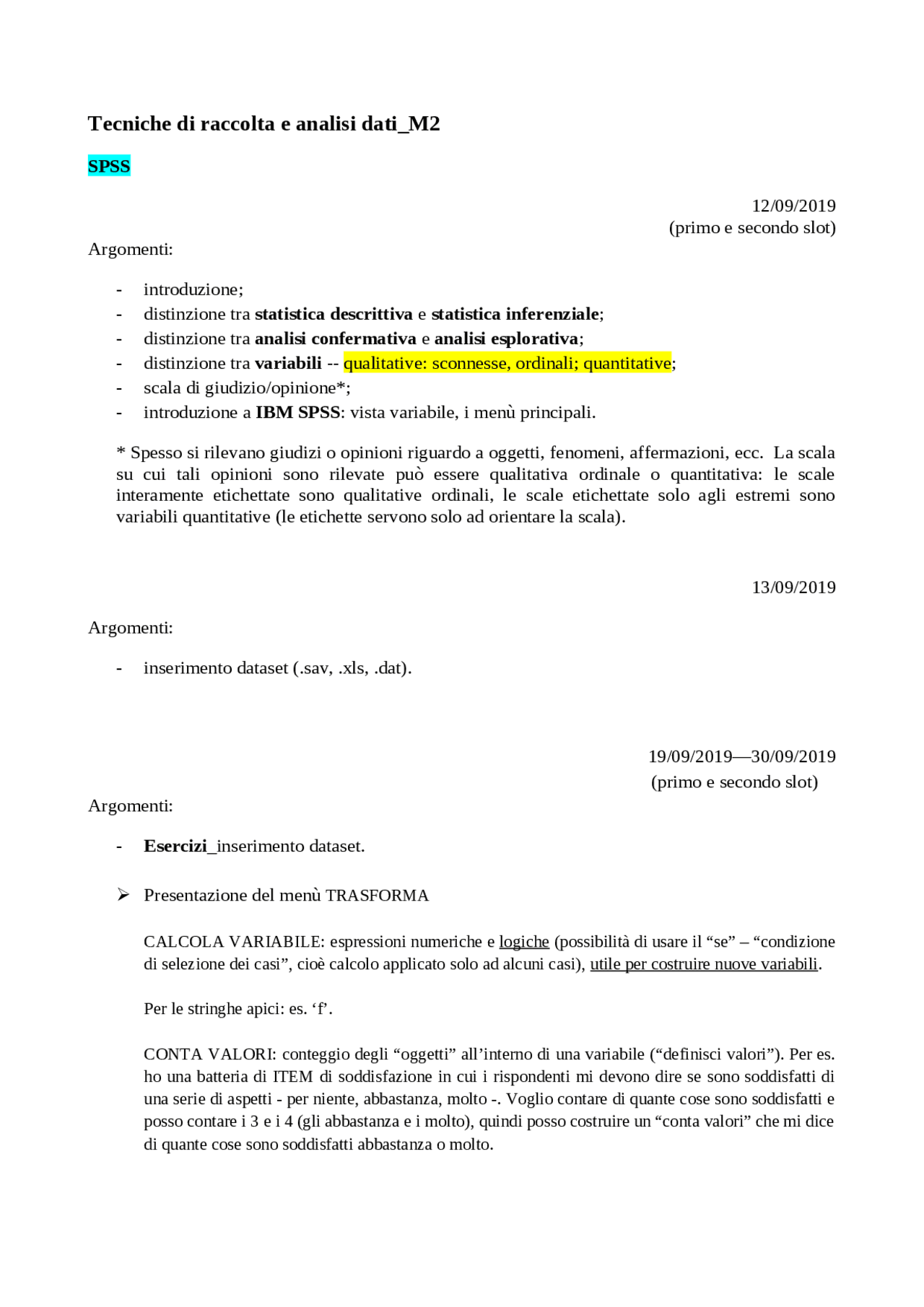 Tecniche Di Raccolta E Analisi Di Dati Parte Martini Docsity