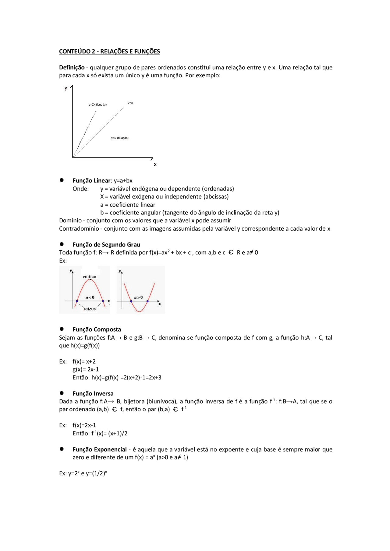 Notas de aula - Funções | Notas de aula Matemática Aplicada - Docsity