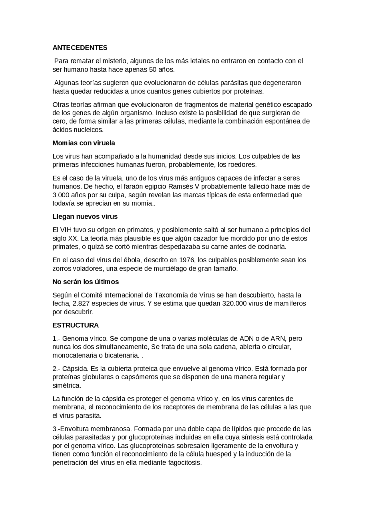 Los virus - Que son - Estructura - Informacion - Docsity