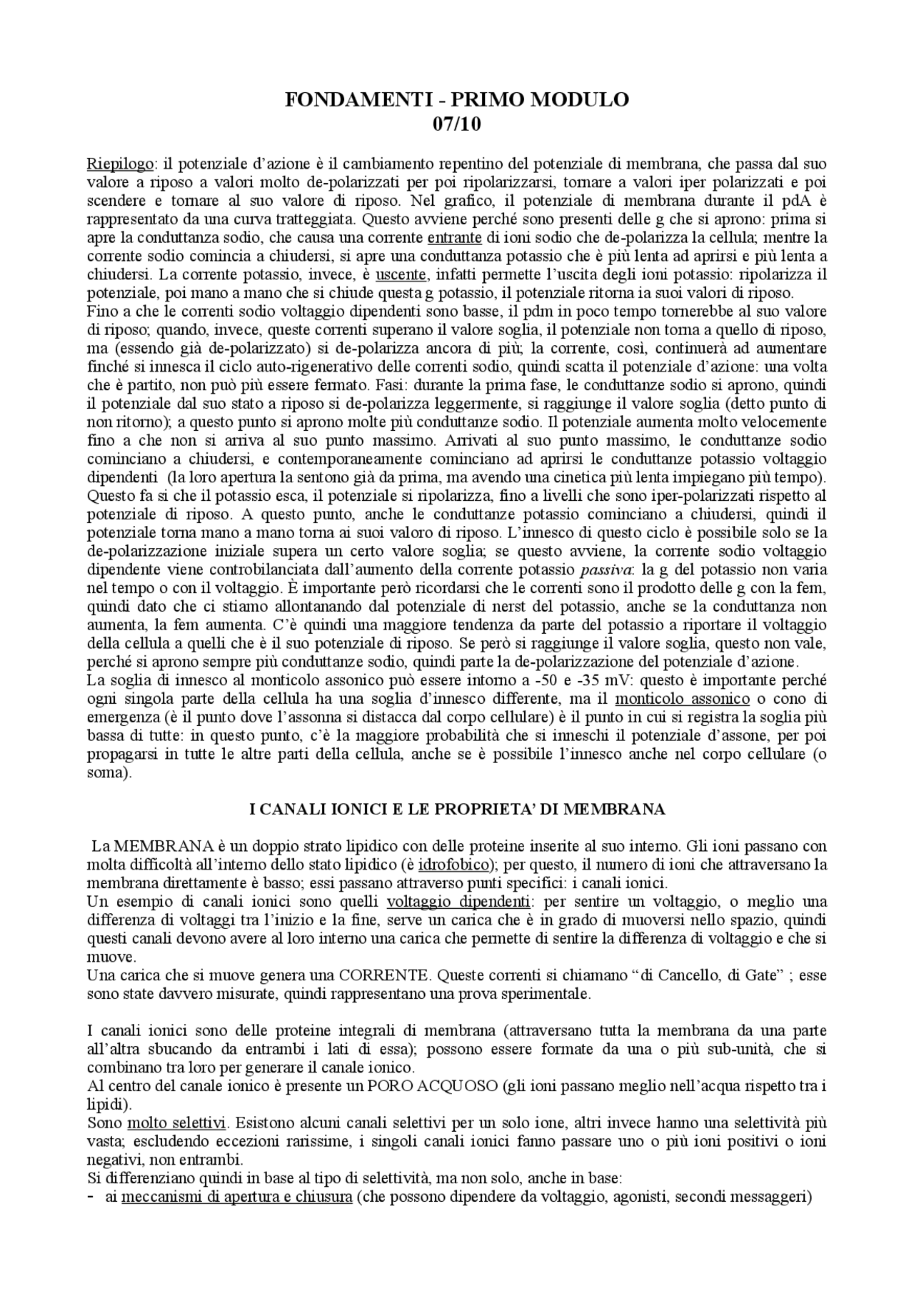 Fondamenti Primo Modulo (prima parte) - Docsity