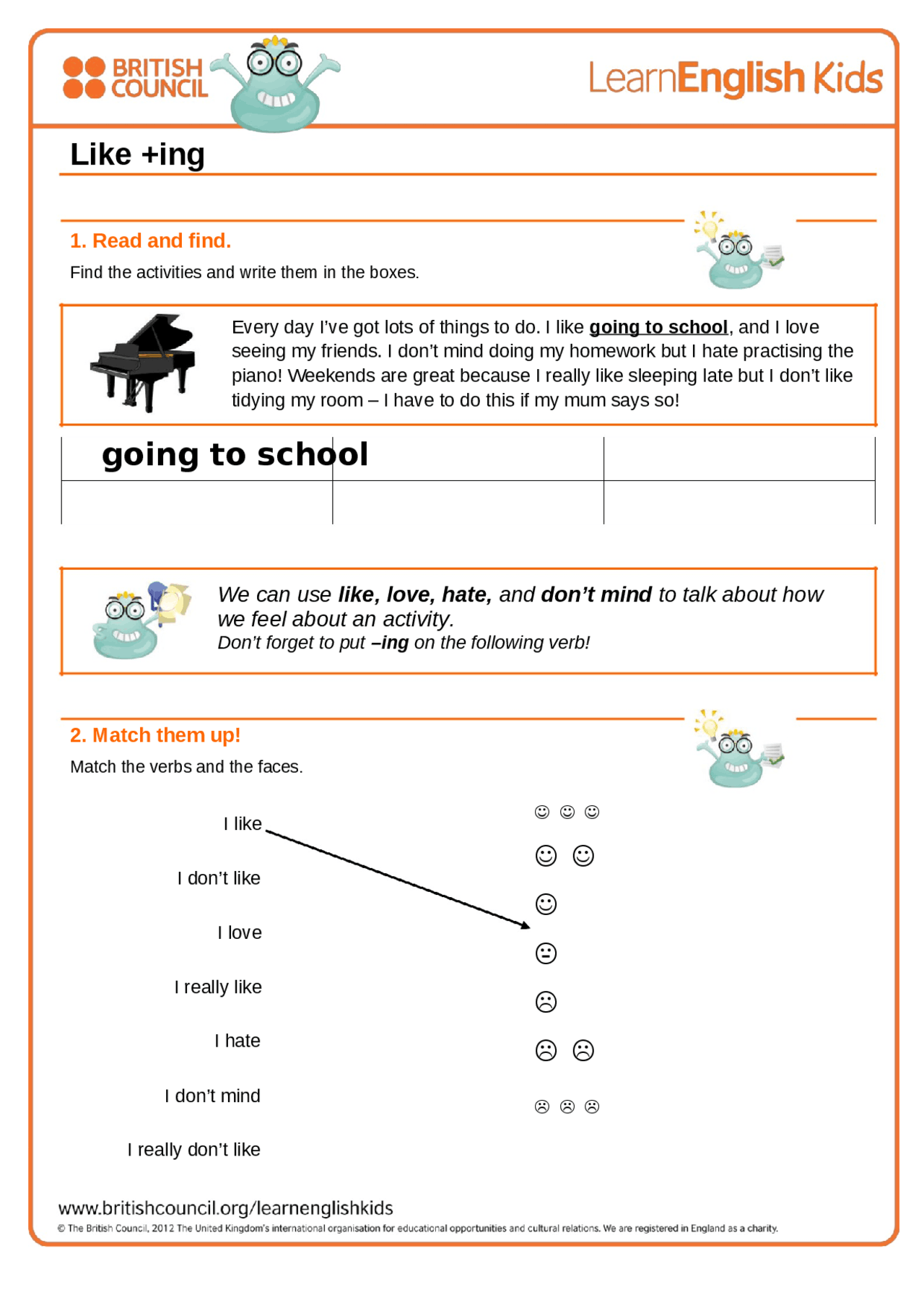 GRAMMAR LIKE+V-ING. reading and use of enlgish - Docsity