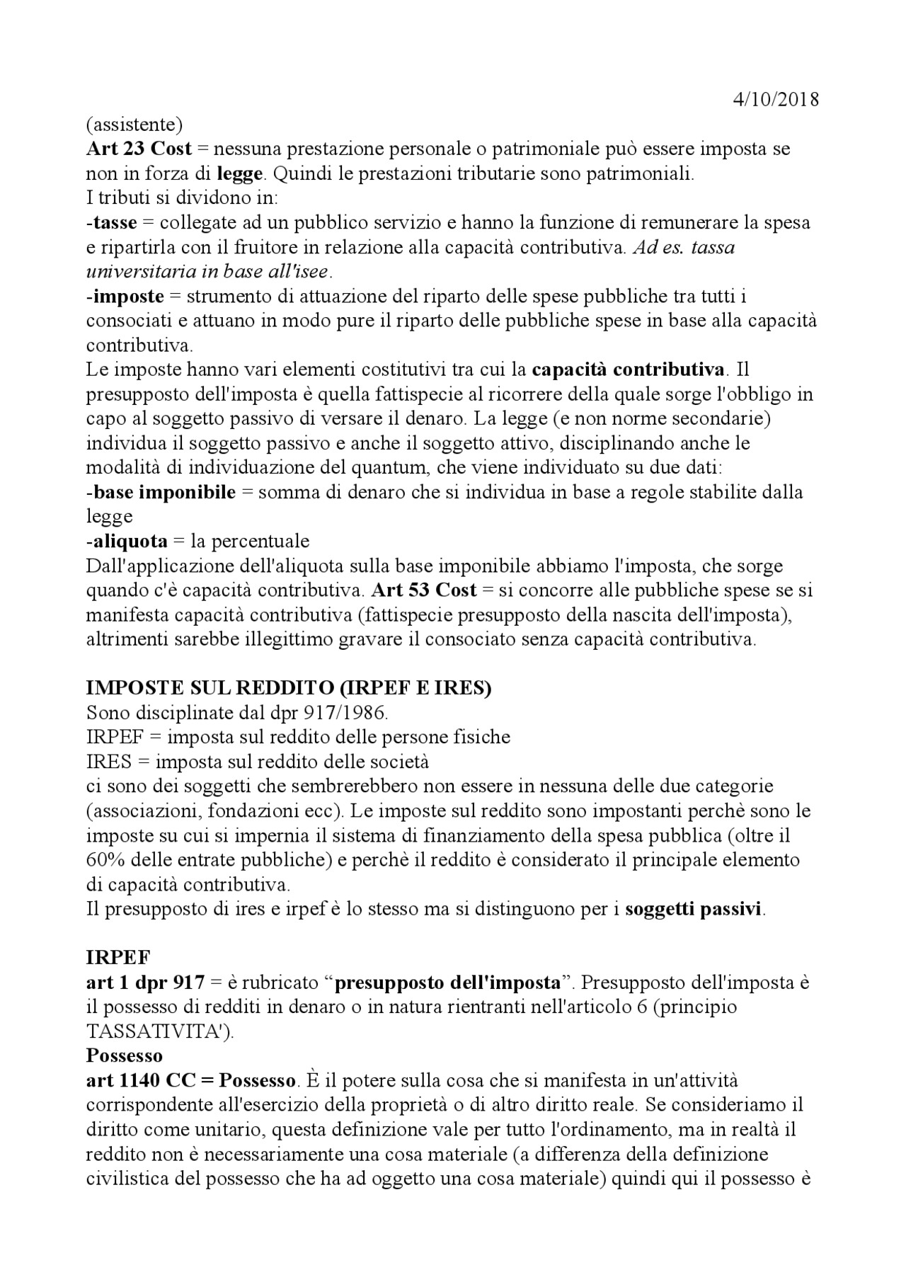 Diritto Tributario Parte 2 Docsity