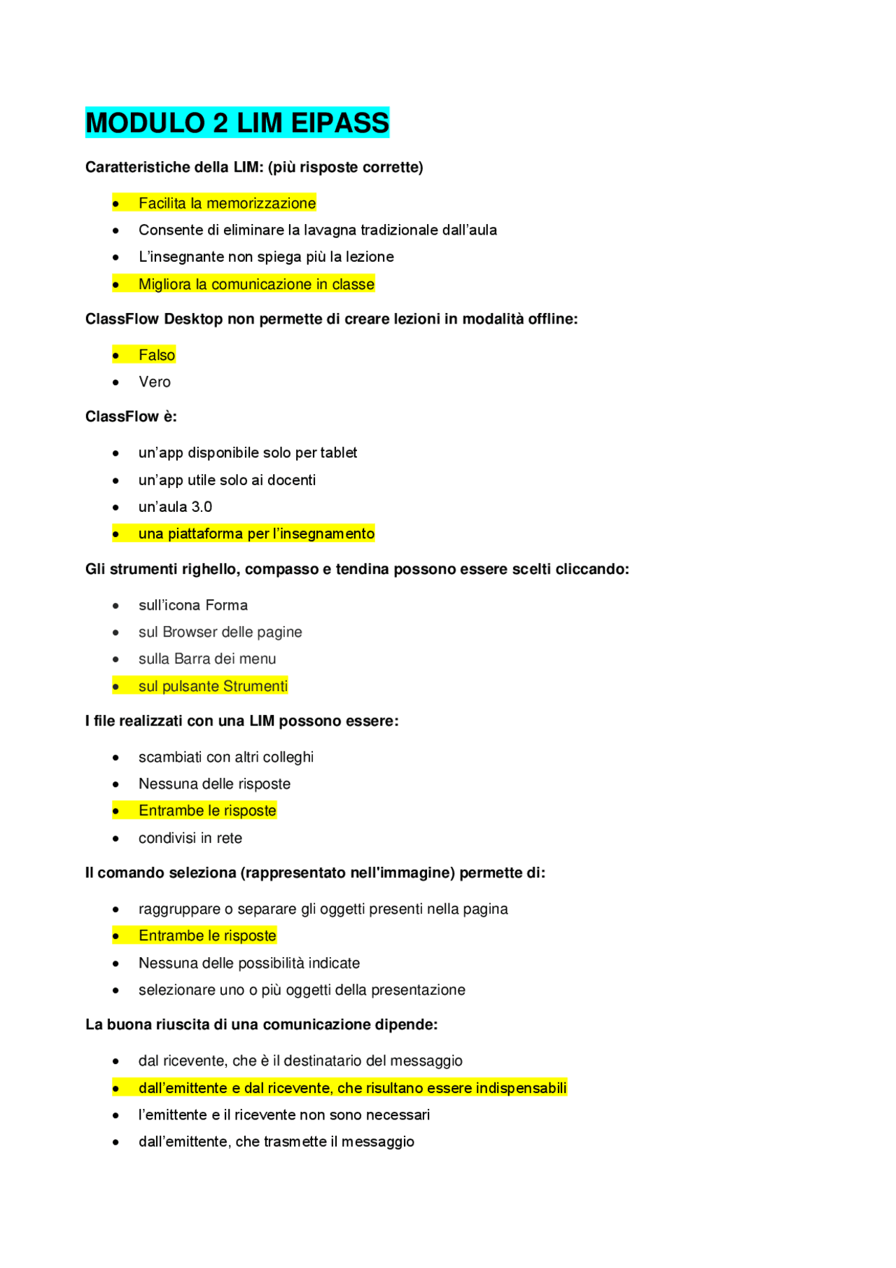 Modulo 2 Eipass Lim Docsity