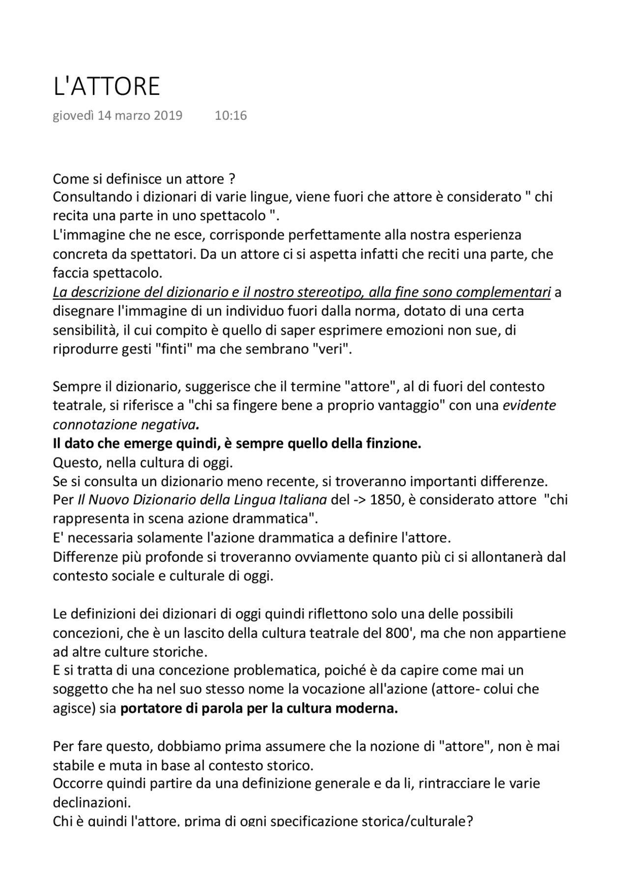 Lattore Chi è Docsity