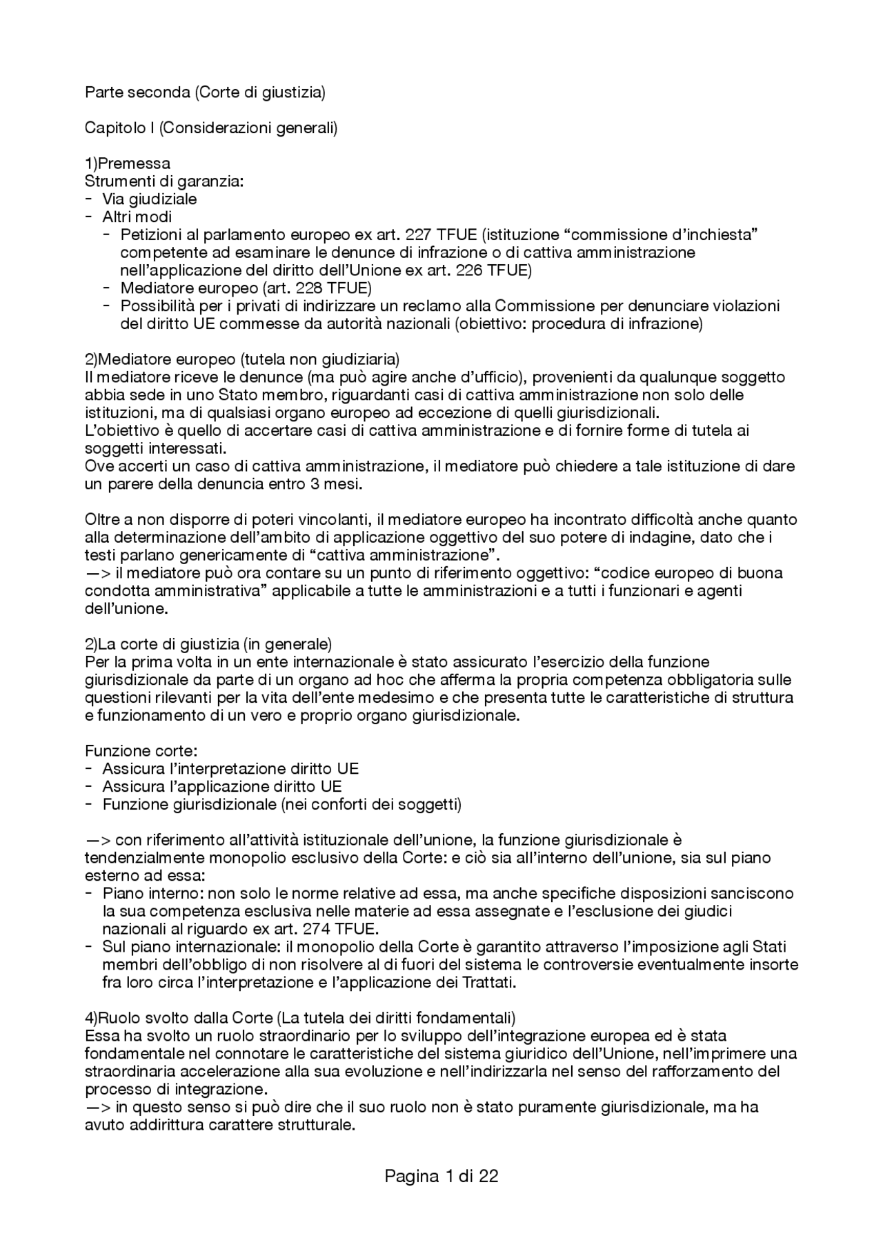 Diritto europeo - parte seconda - Docsity