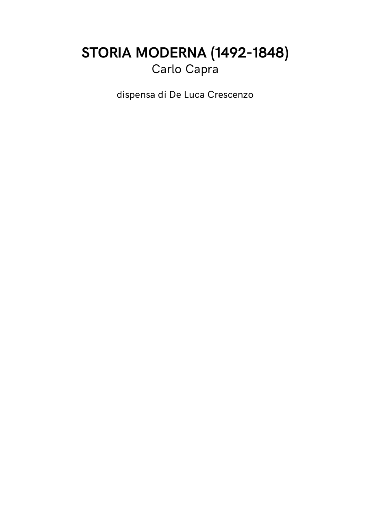 CARLO CAPRA, Storia moderna (1492-1848) - Docsity