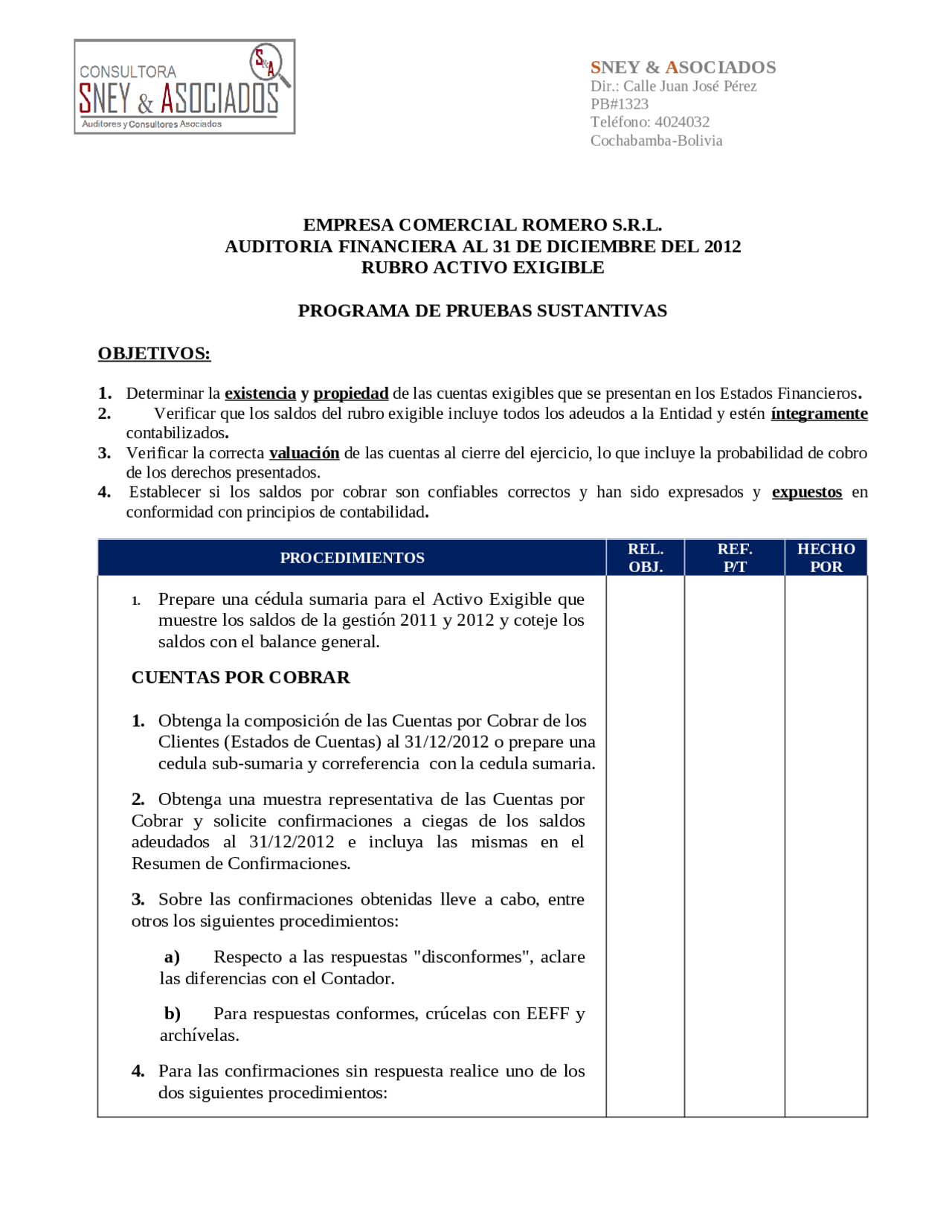Programas de Auditoría - Docsity