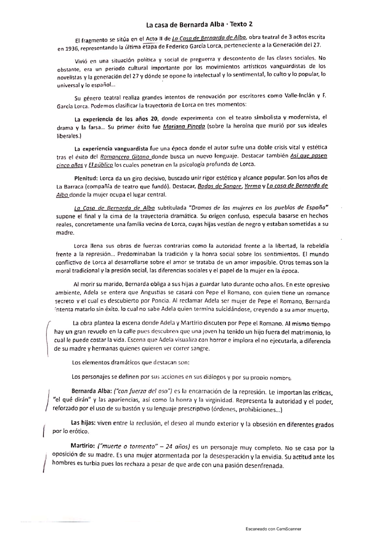 La casa de Bernarda Alba- Acto II - Docsity