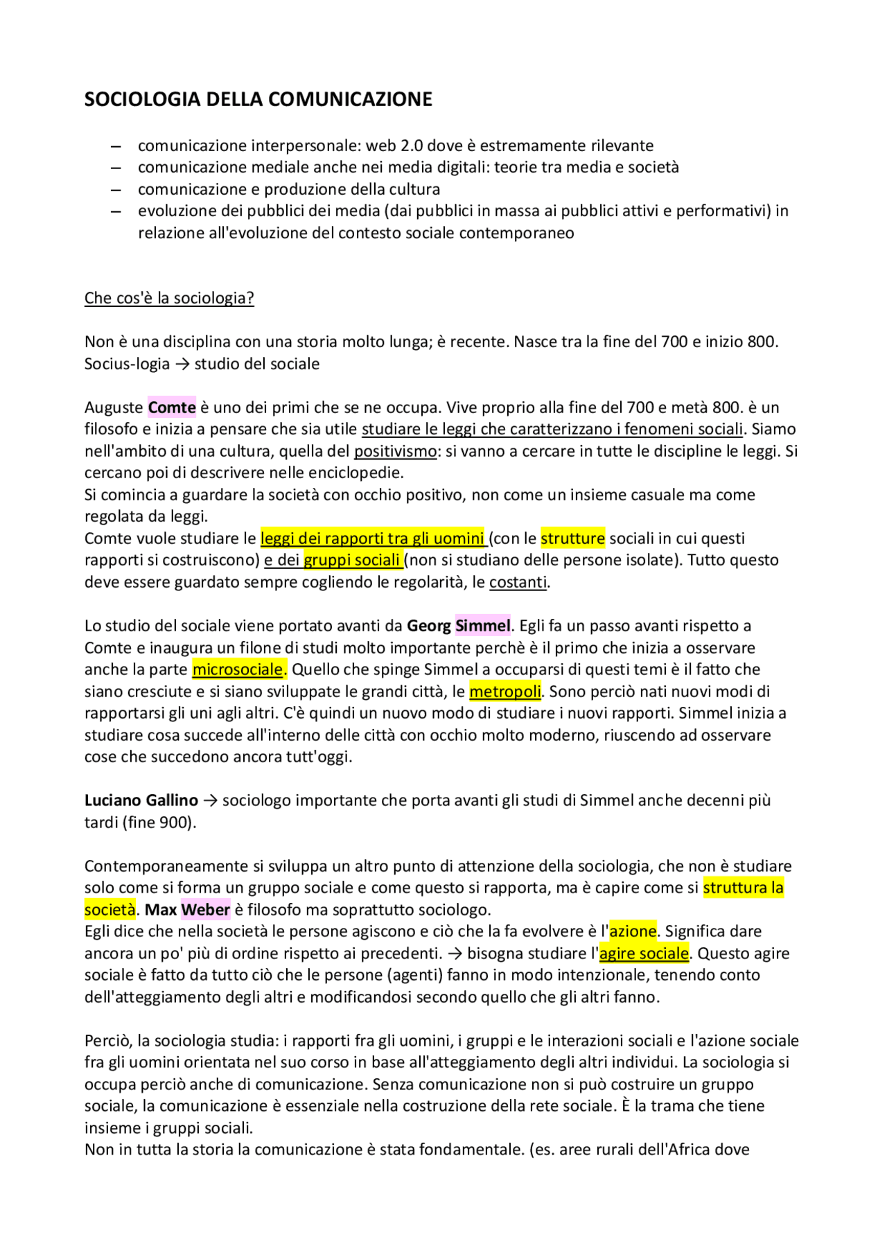 Sociologia Della Comunicazione Docsity
