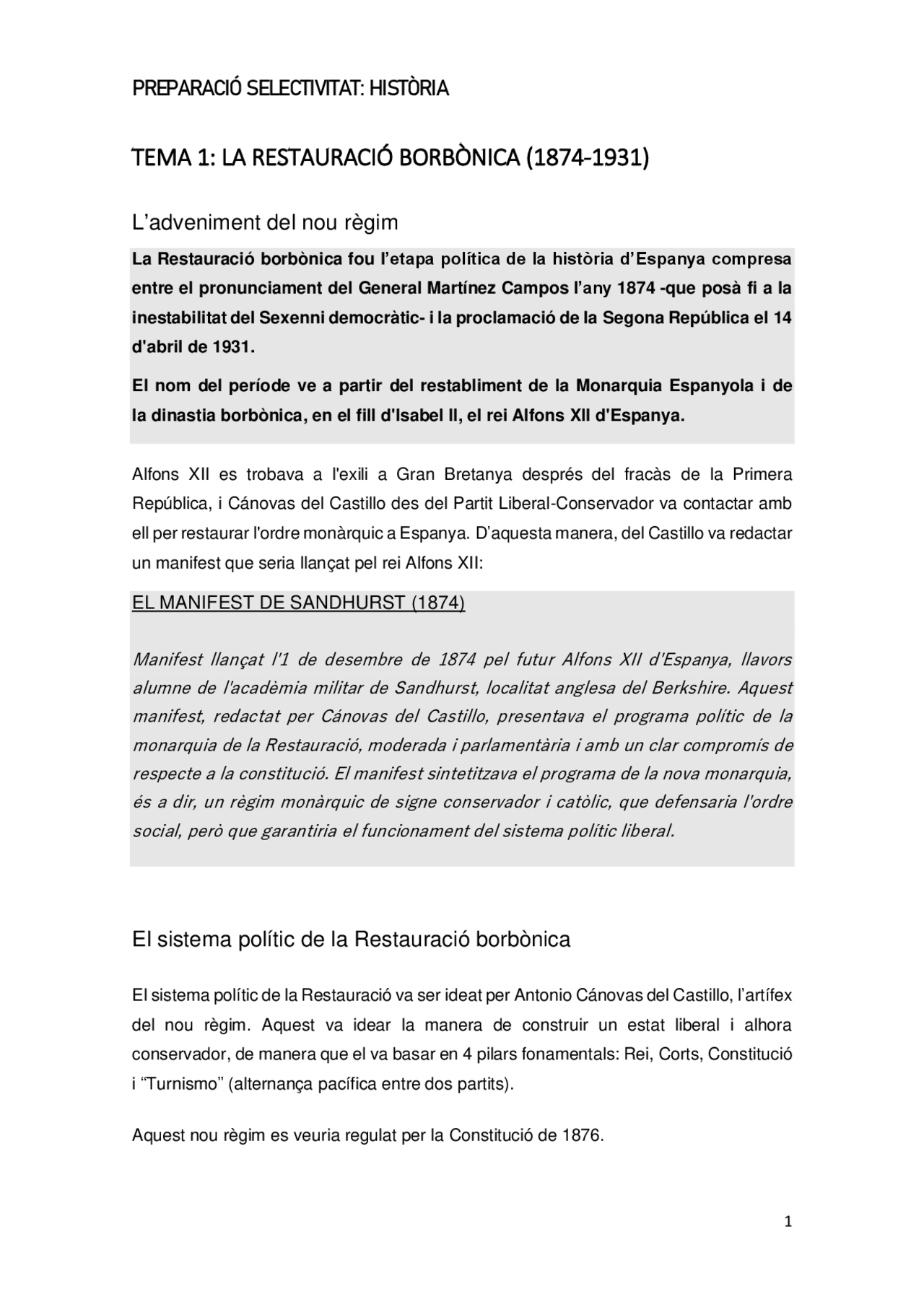 Història Despanya Per Selectivitat Docsity