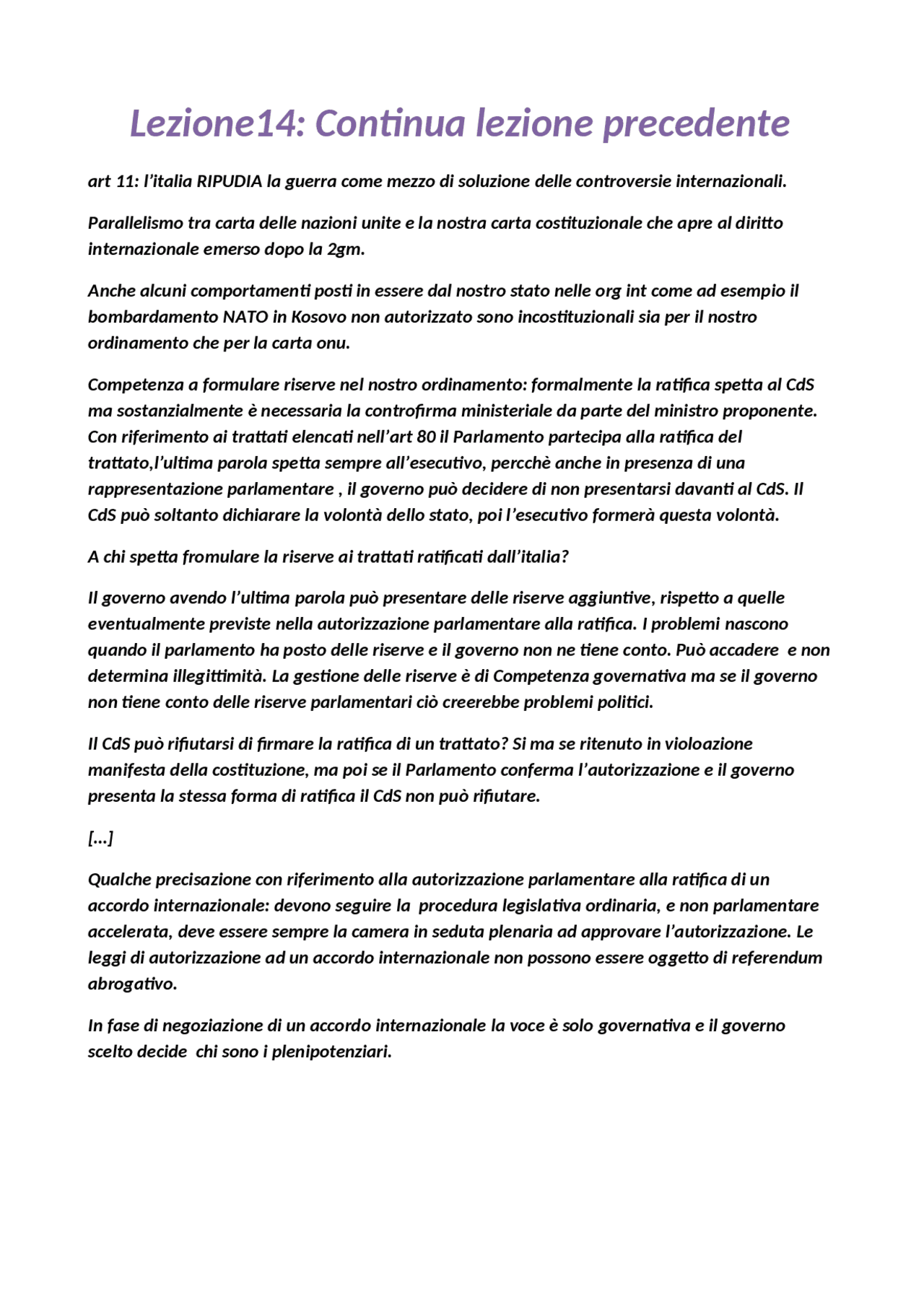 Appunti Diritto Internazionale Docsity