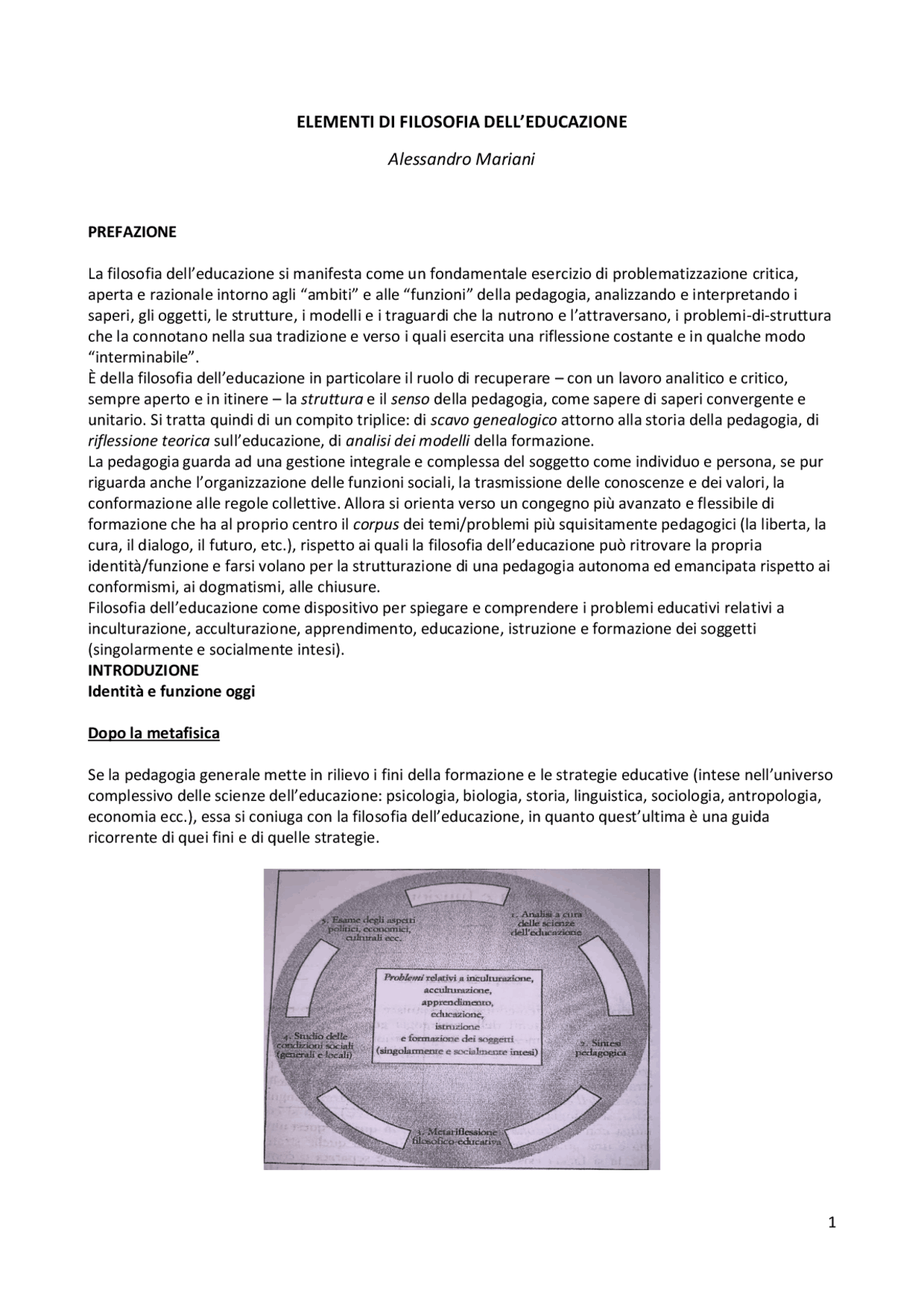 Elementi Di Filosofia Delleducazione Alessandro Mariani Docsity