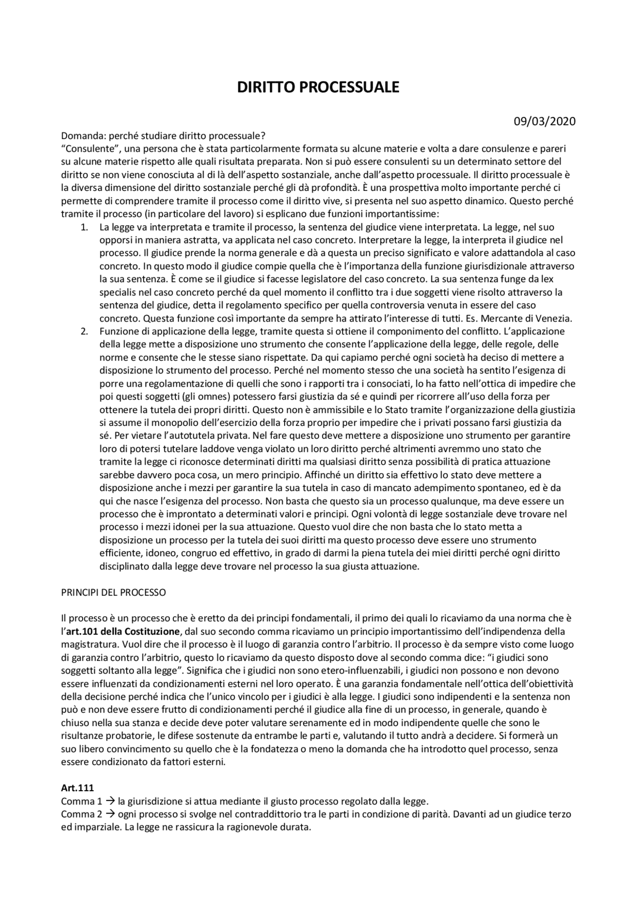 Appunti Diritto Processuale Docsity