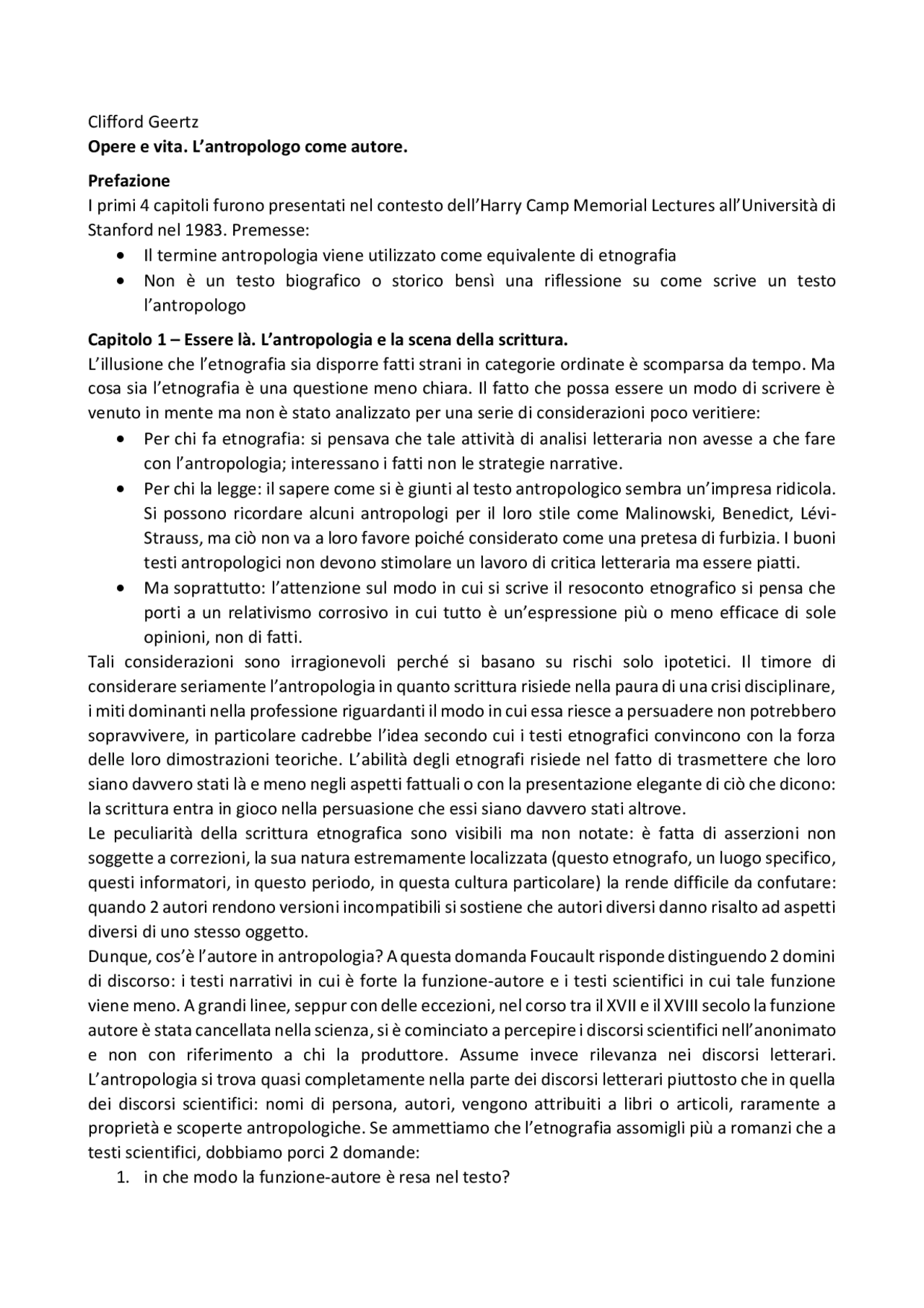 Opere E Vite Lantropologo Come Autore Clifford Geertz Docsity