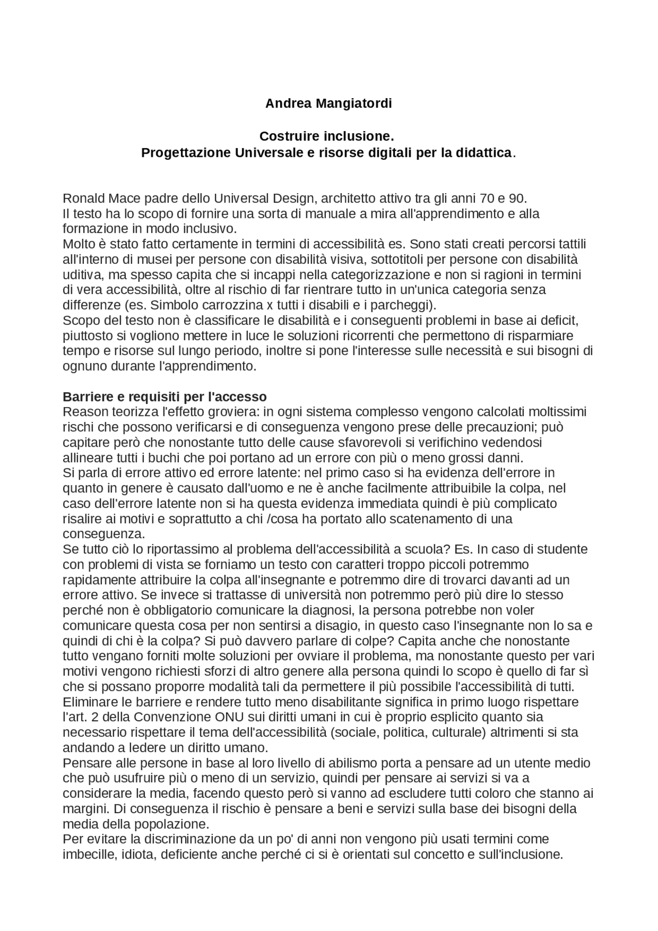 Costruire Inclusione Docsity