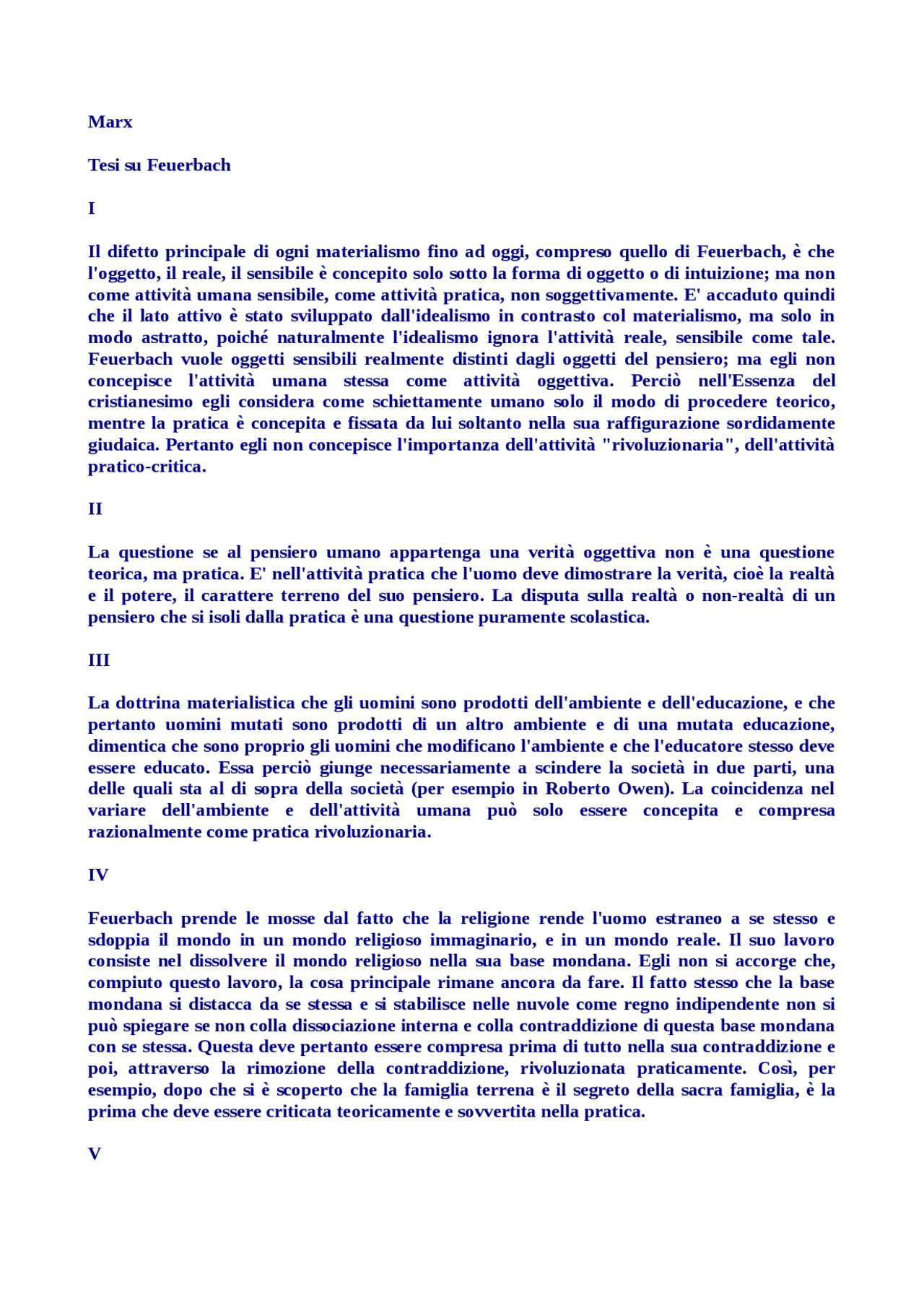 Marx Tesi Su Feuerbach Docsity