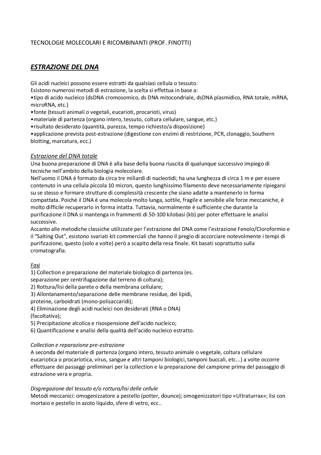Tecnologie Molecolari E Ricombinanti Docsity