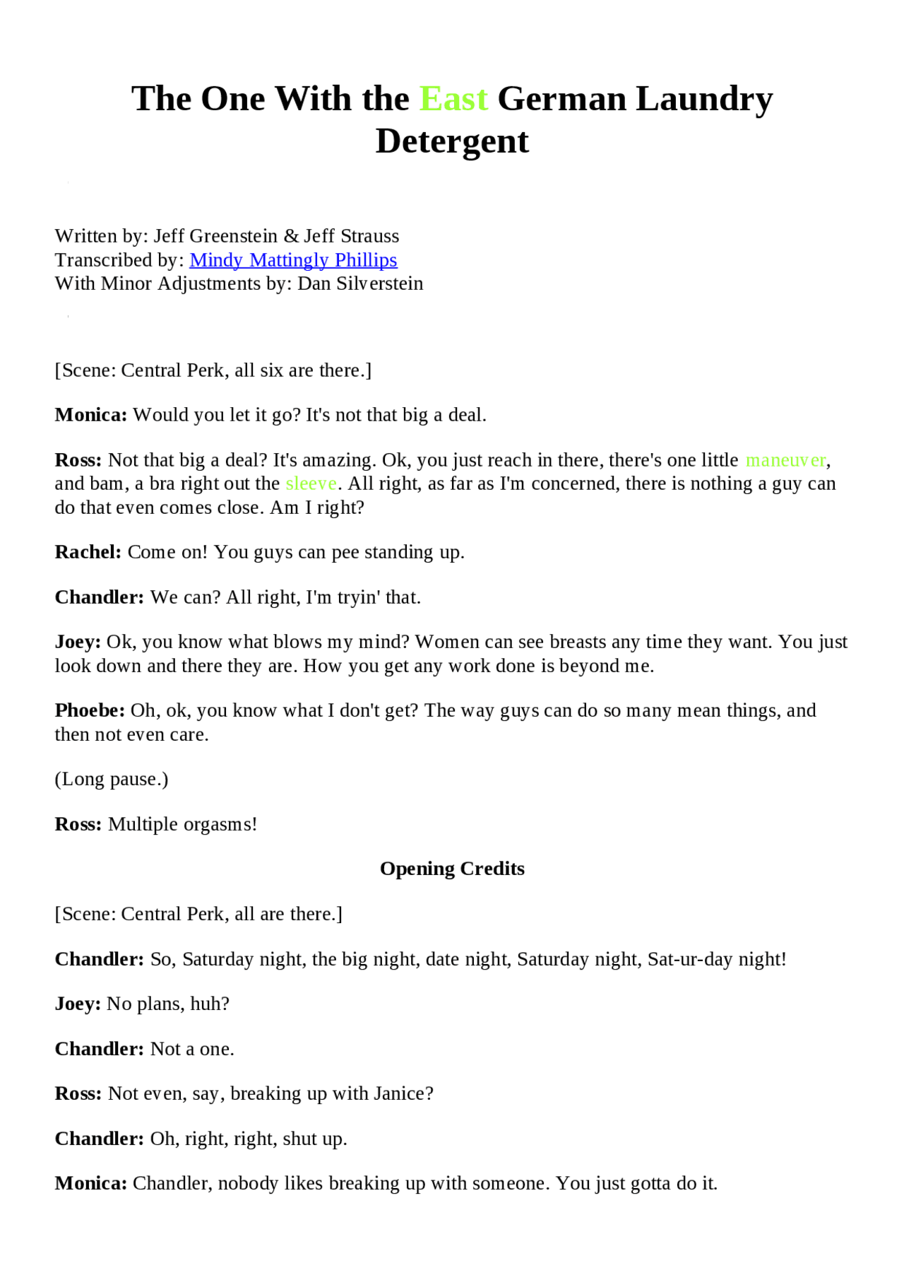 Serie Friends Transcrips Docsity