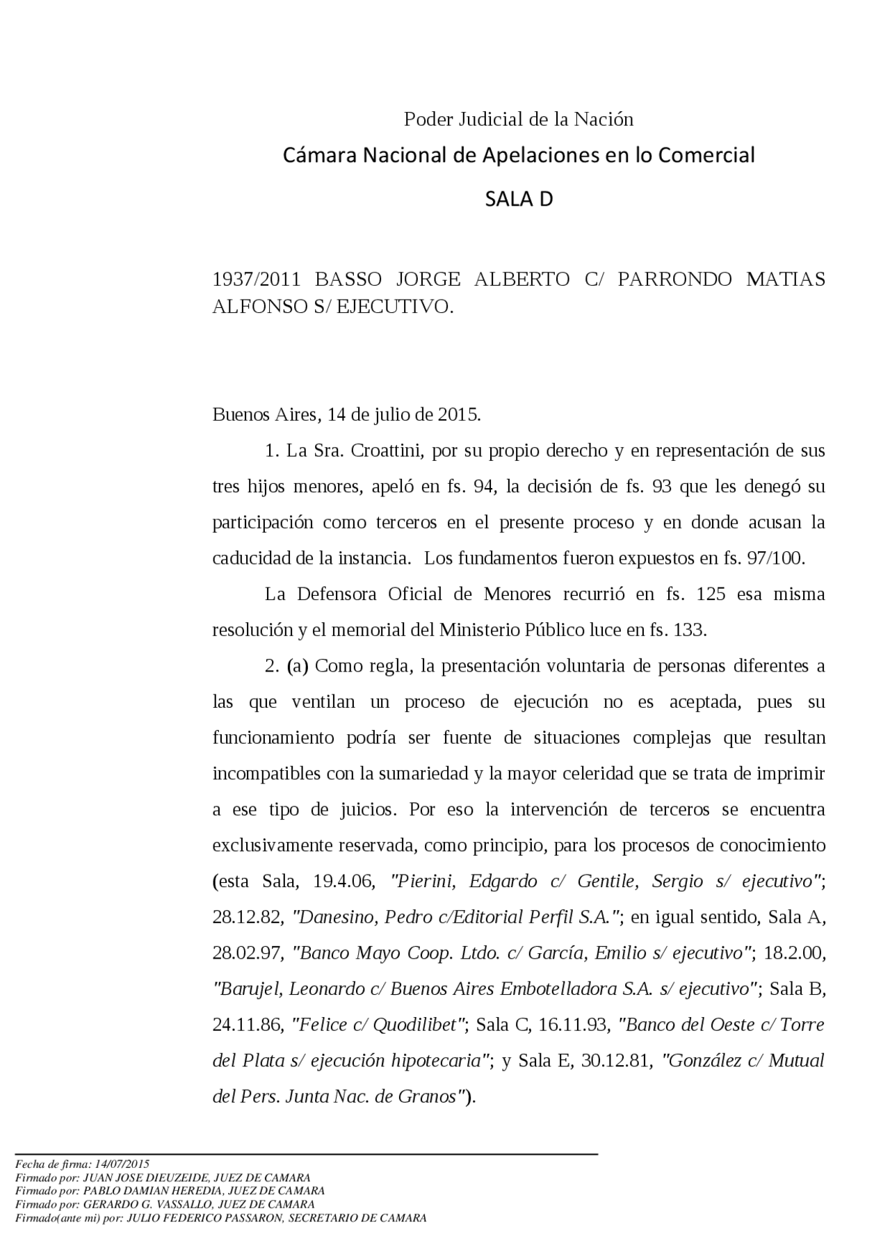 Fallo Basso Jorhe Alberto C Parrondo Docsity