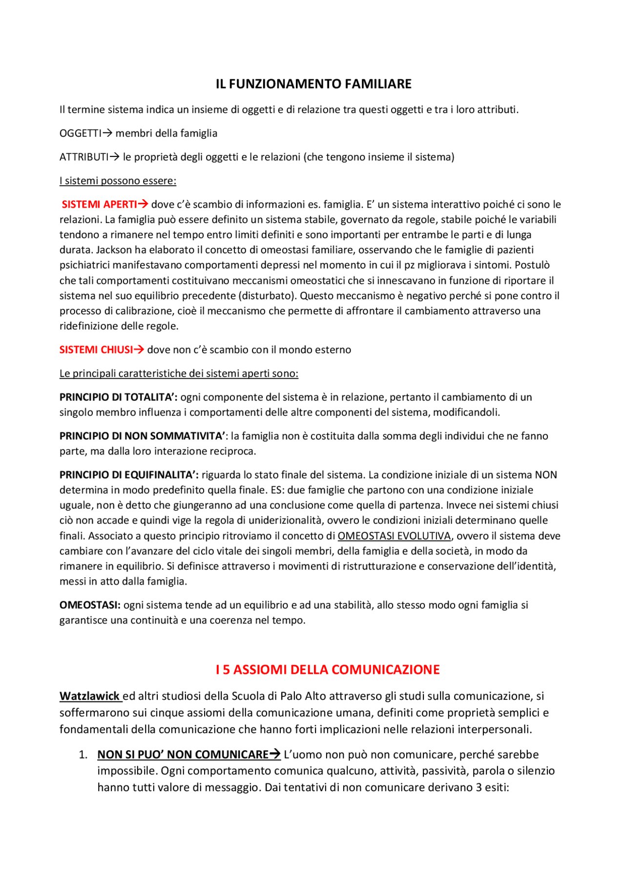 Psicoterapia della Famiglia- Marco Cacioppo - Docsity