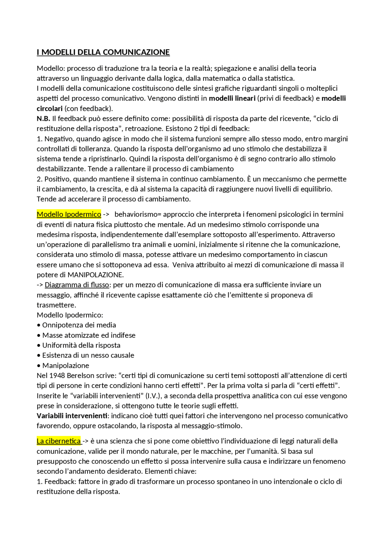 Modelli della comunicazione - Docsity