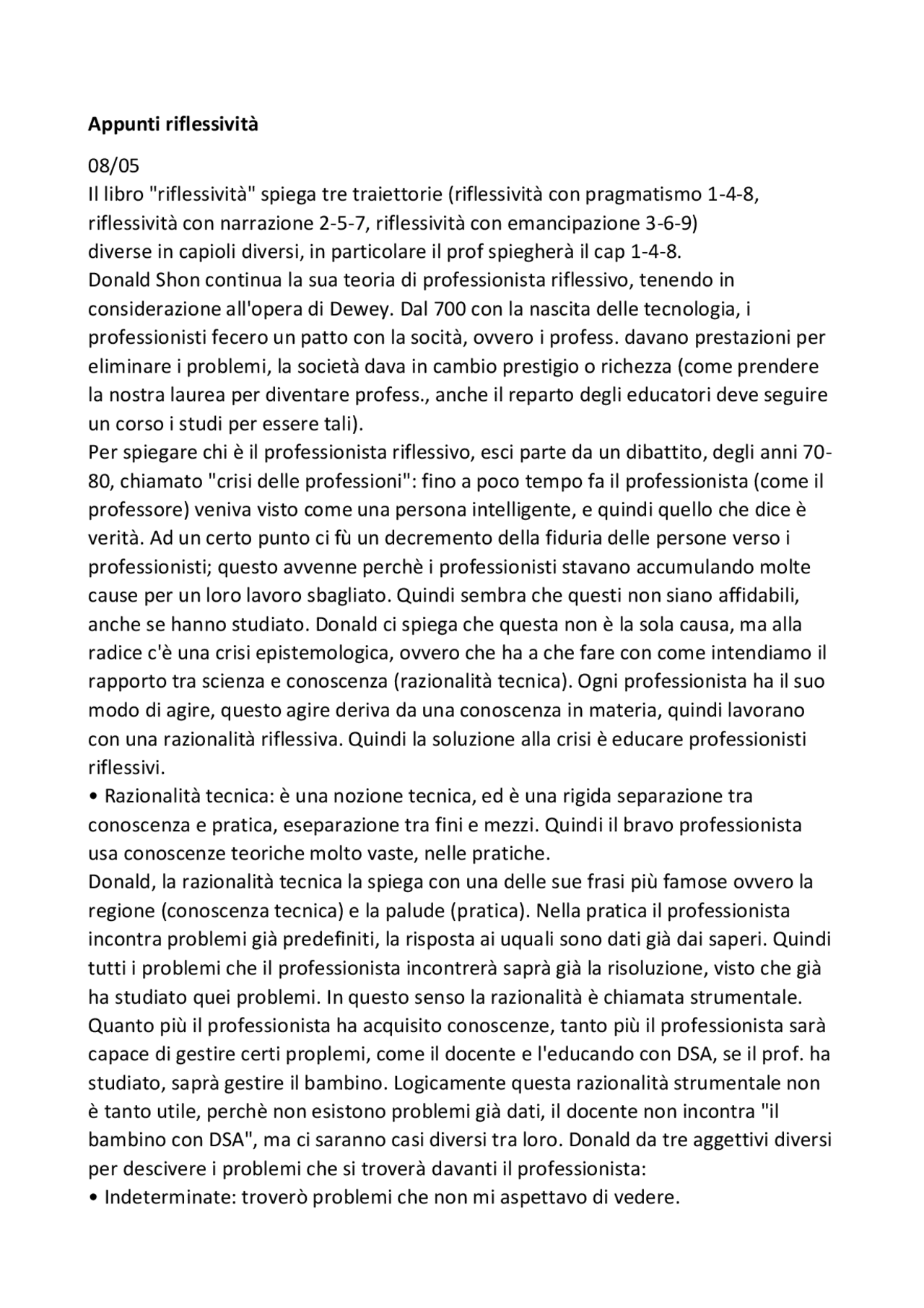 La Riflessività In Educazione Docsity