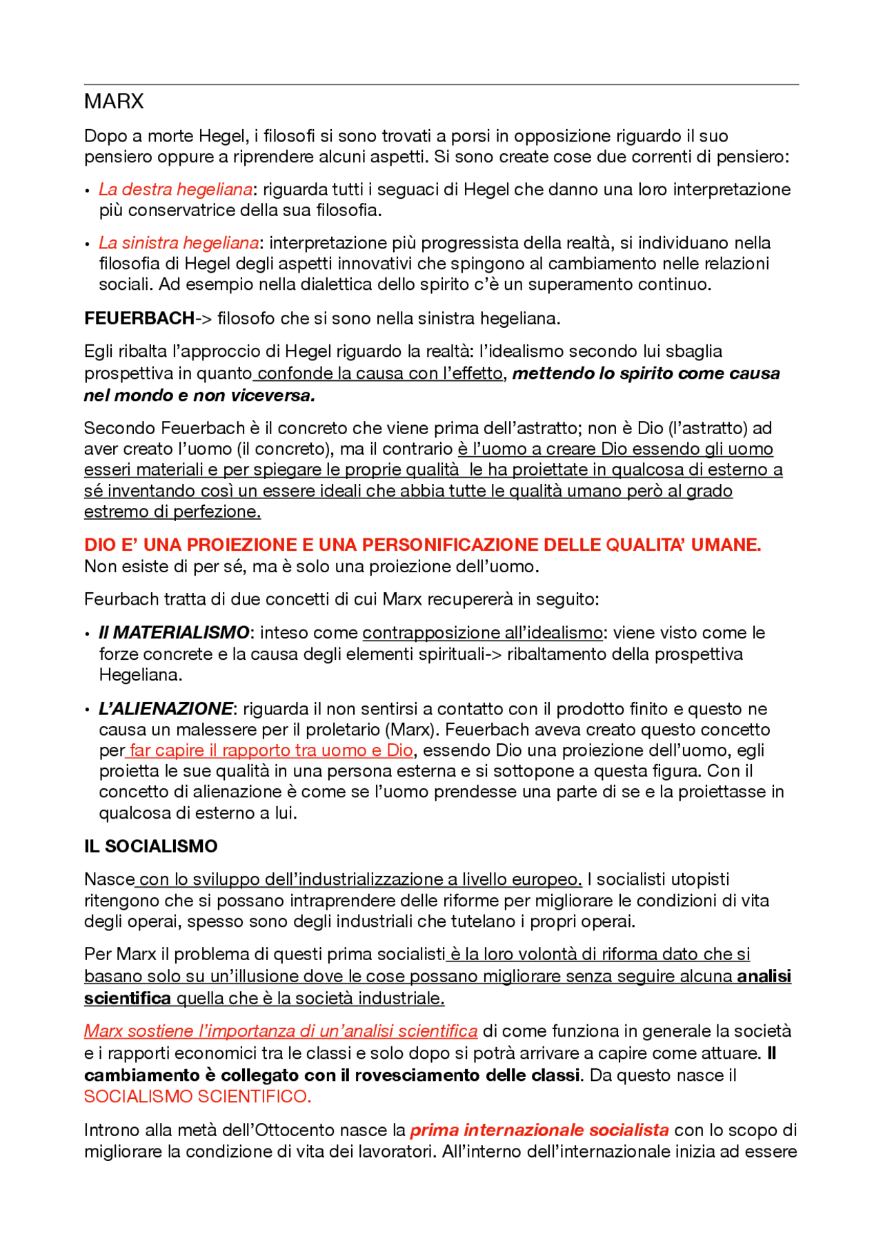 Appunti Filosofia Marx Docsity