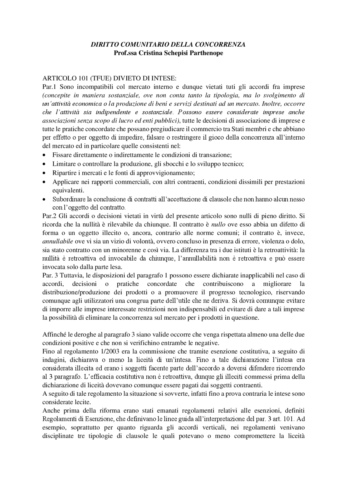 Diritto Comunitario della Concorrenza Schepisi Cristina | Dispense di Diritto Della Concorrenza ...