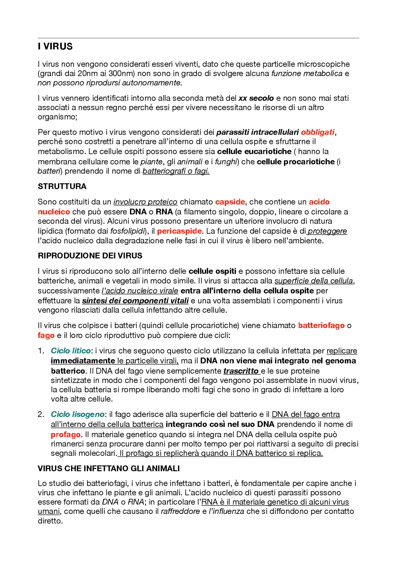 Appunti Scienze I Virus Docsity