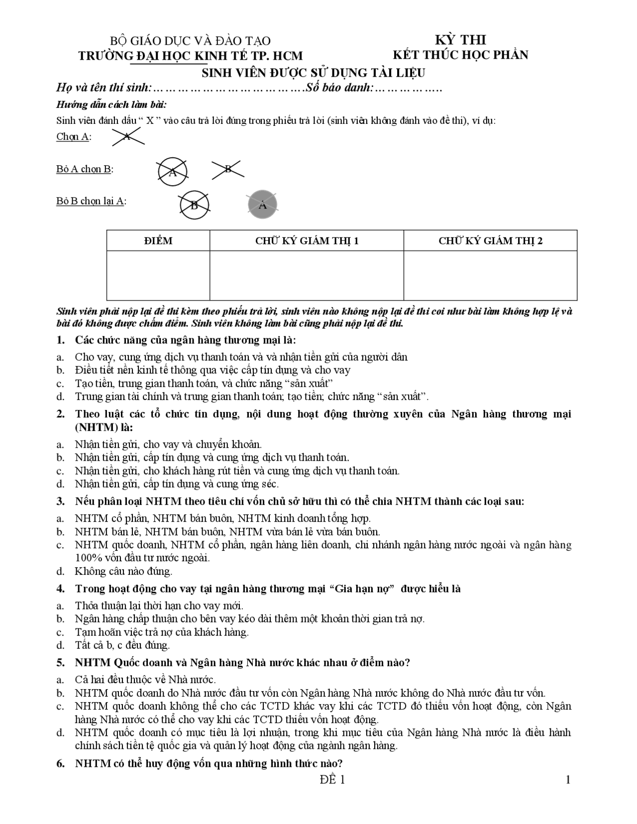 SAMPLE TEST - COMMERCIAL BANKS | Exercises Banking and Finance | Docsity