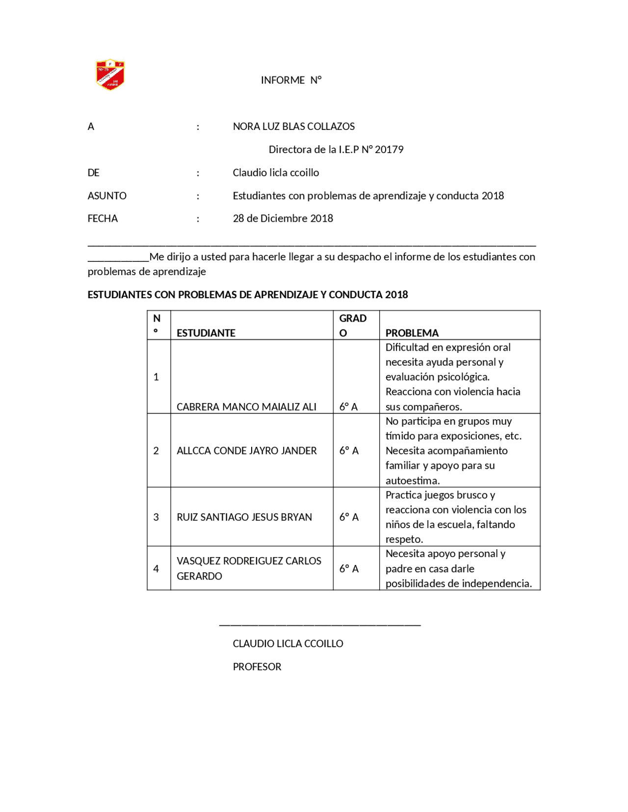 Documento de informe - Docsity