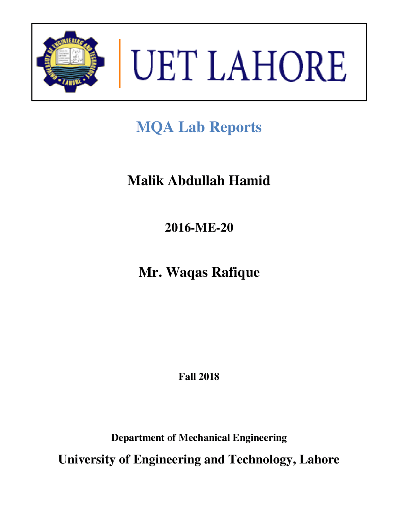 Meteorology And Quality Assurance Lab Reports Lab Reports Metrology