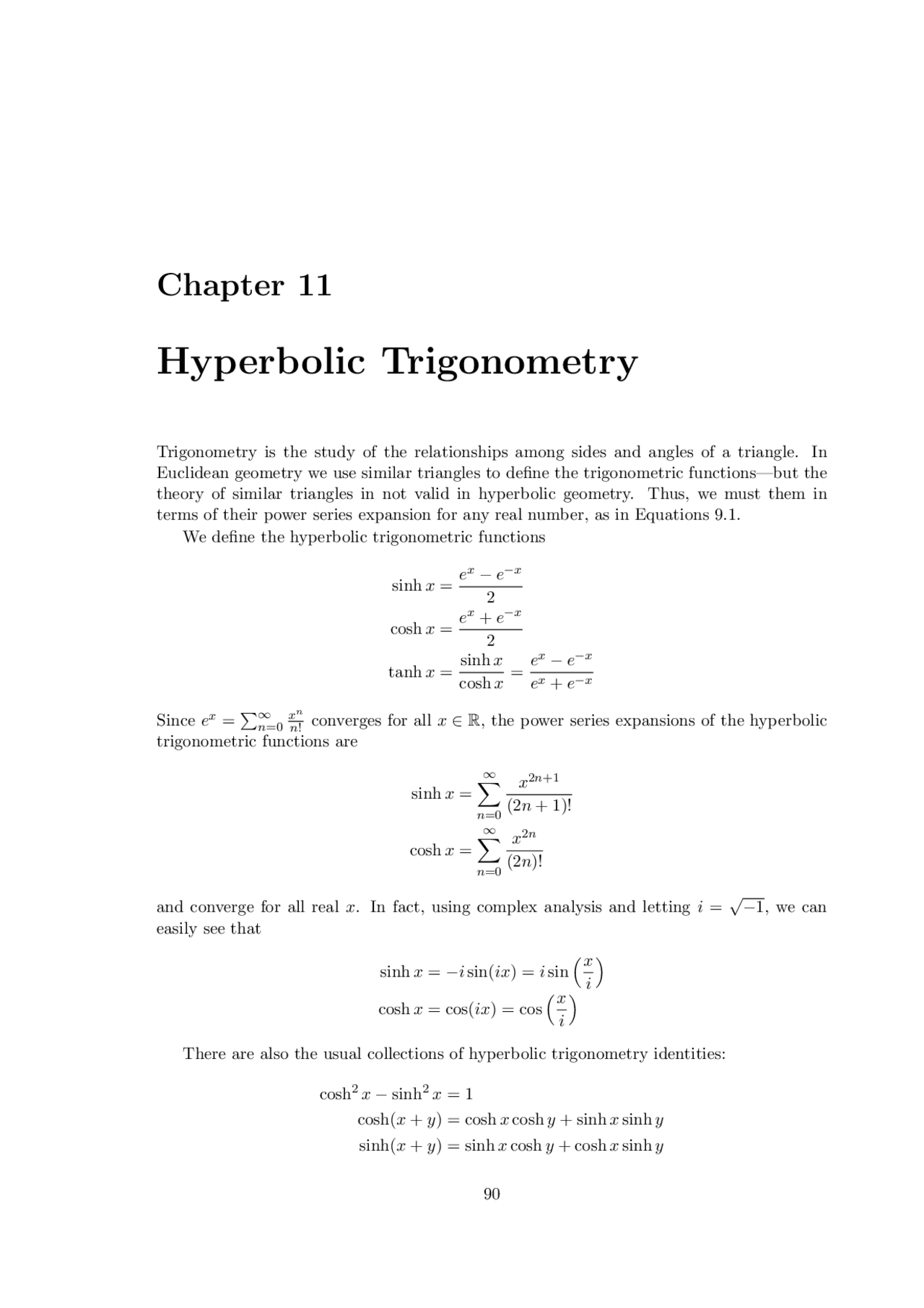 Non-Euclidean Geometry: Chapter 11 - Hyperbolic Trigonometry | MATH 6118 - Docsity