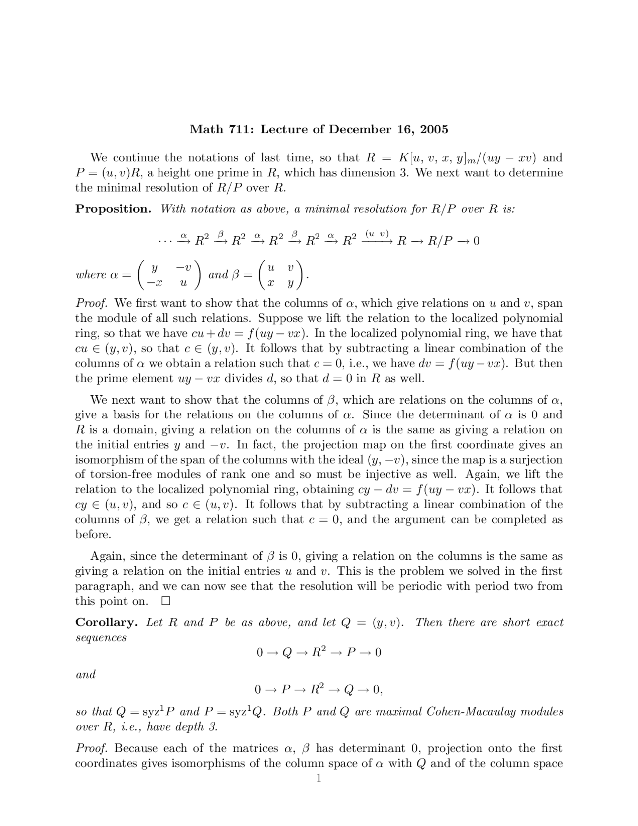 Mathematics Advanced Algebra Lecture Math 711 Docsity