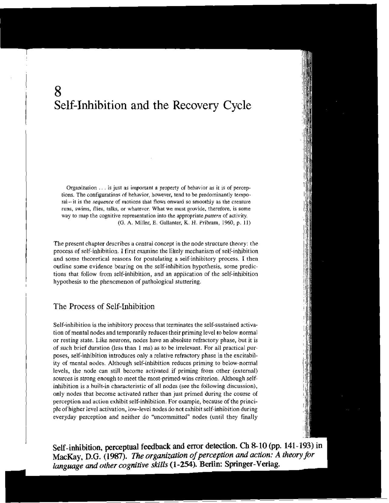 Self-Inhibition and the Recovery Cycle: Cognitive Psychology - Docsity