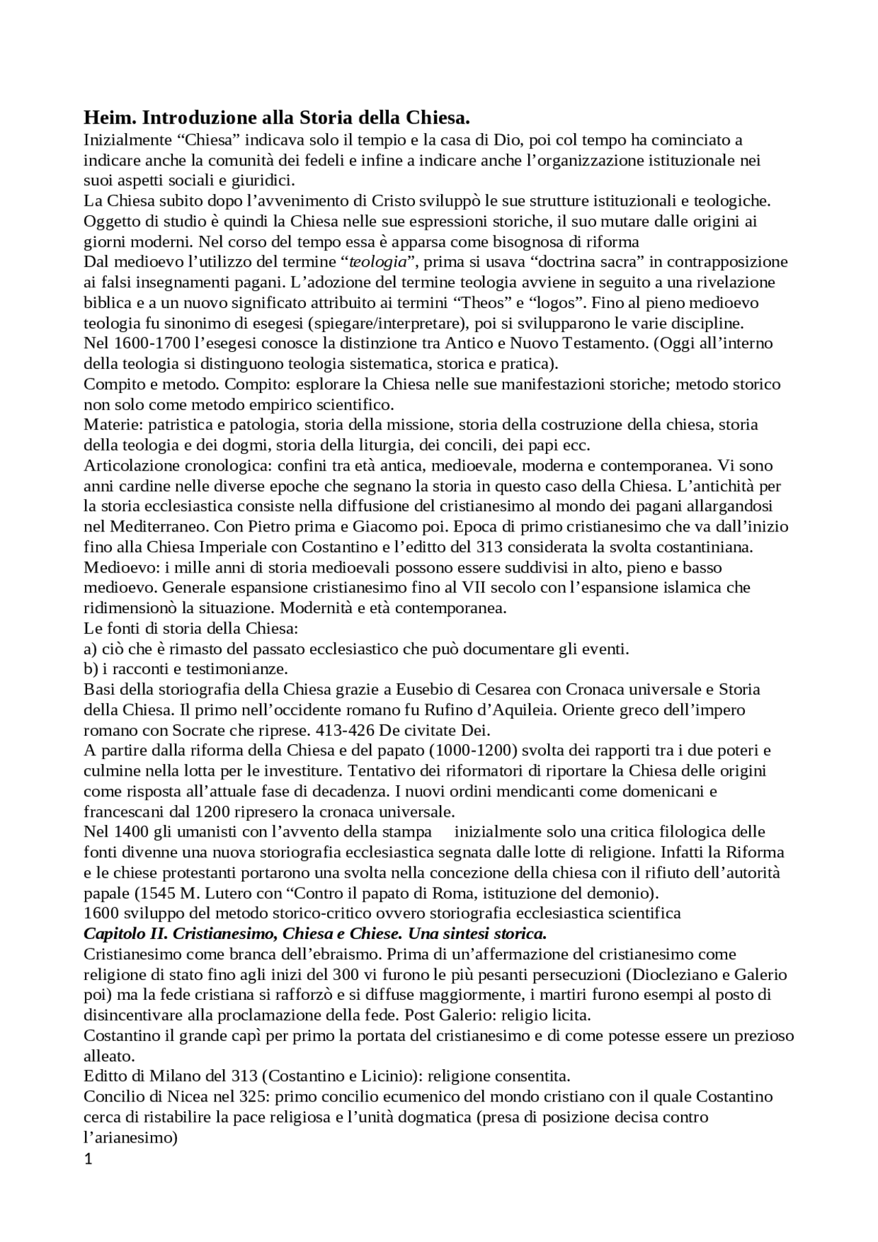 Manuale Heim. Intro alla storia della chiesa. - Docsity