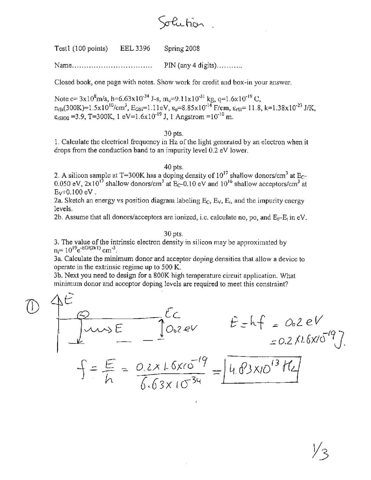 Electrical Engineering Test 1 Electrical Density With Solutions