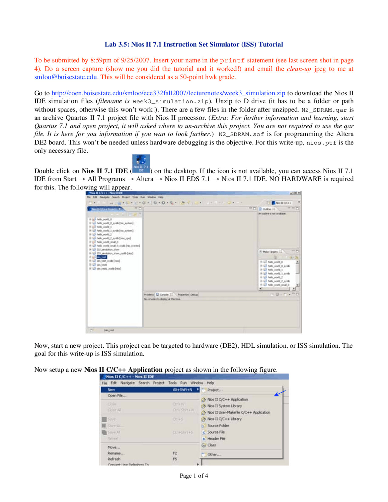 Lab 3 5 Nios Ii 7 1 Instruction Set Simulator Iss Tutorial Ece 332 Docsity