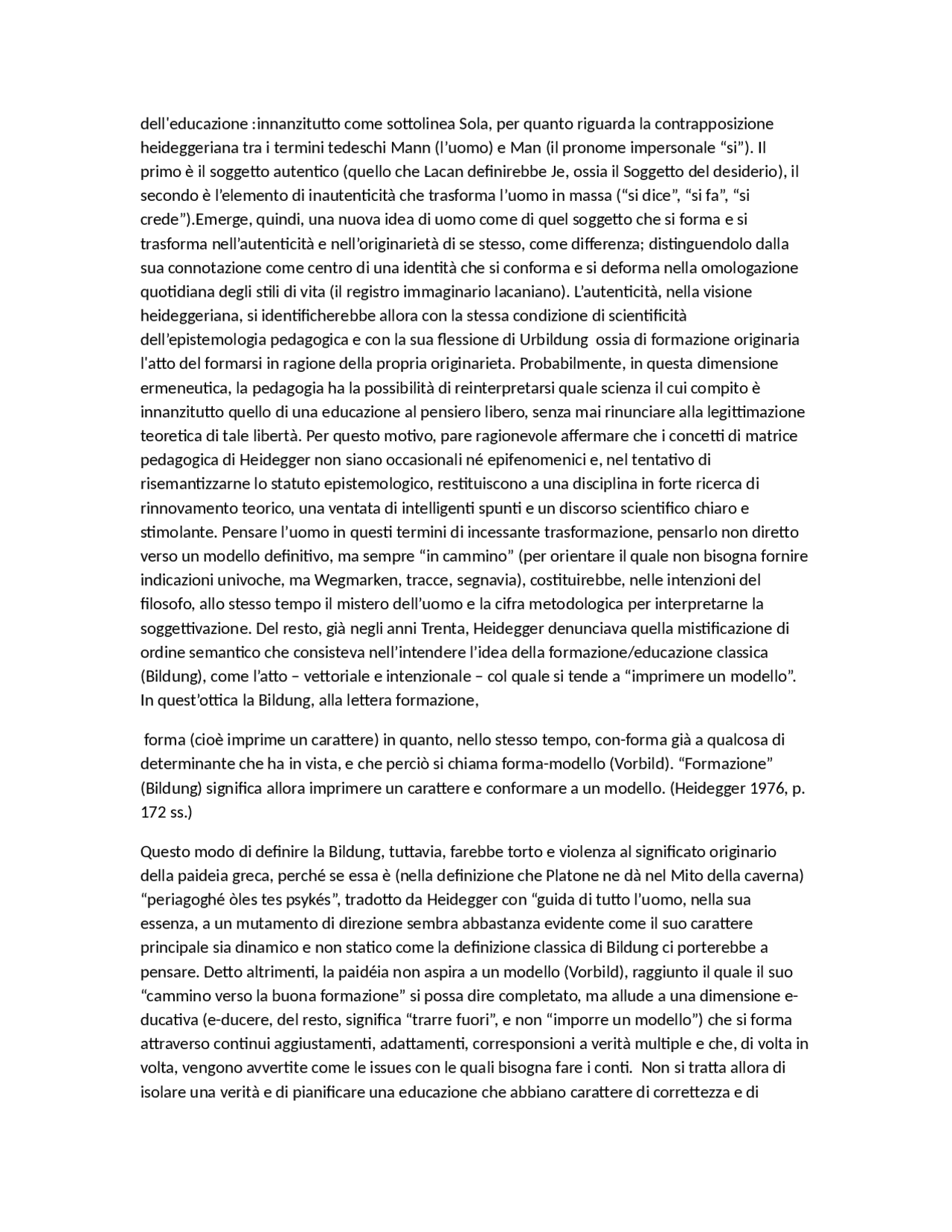 Riassunto Heidegger Paragone Con Lacan Docsity