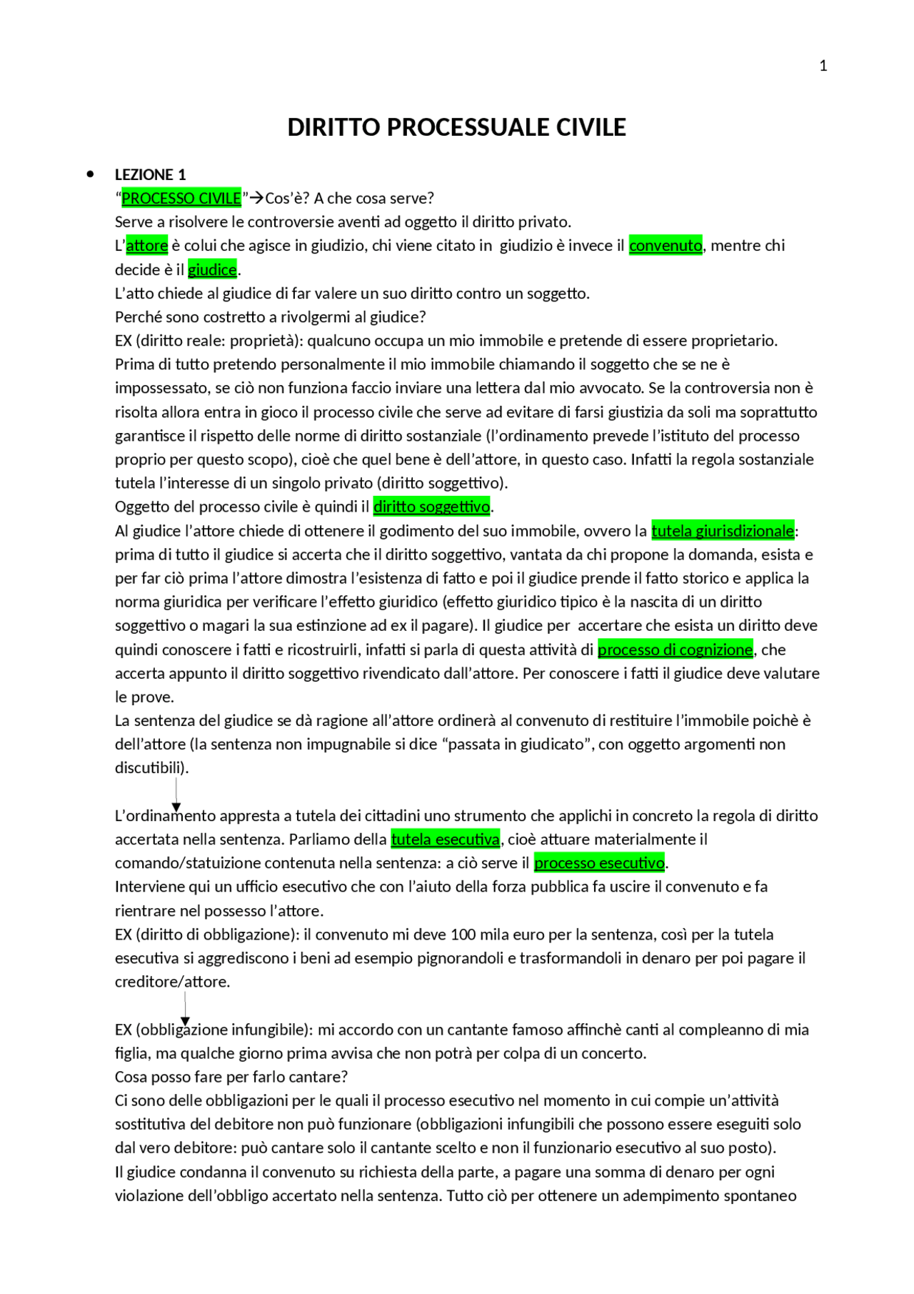 Diritto Processuale Civile Docsity