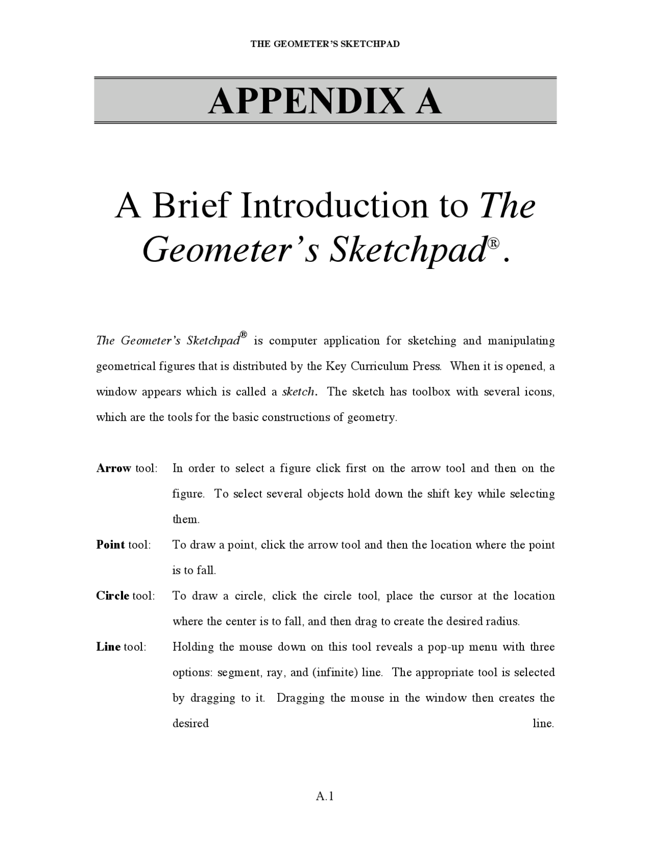 A Brief Introduction to "The Geometer’s Sketchpad" | MATH 409 - Docsity