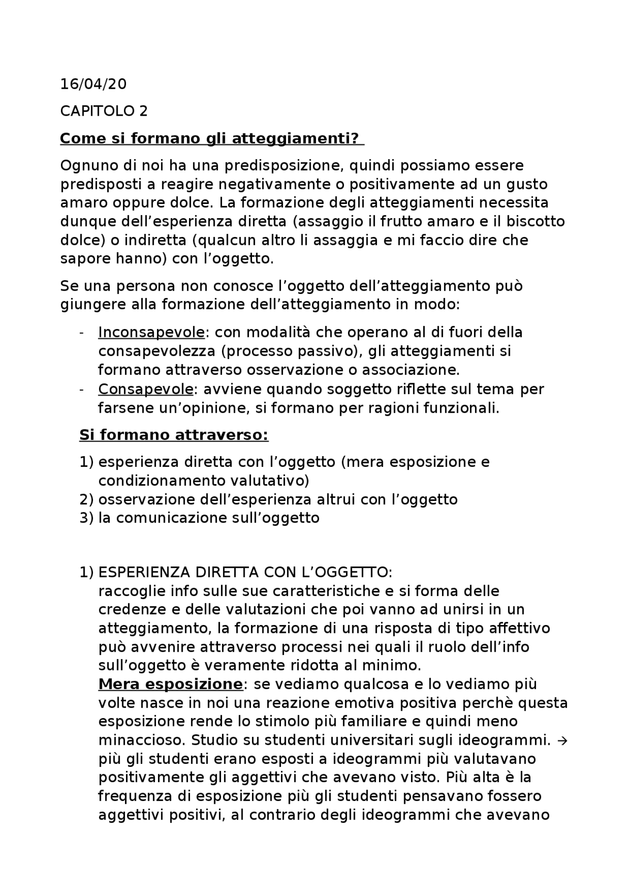 Come Si Formano Gli Atteggiamenti Appunti Di Psicologia Sociale Docsity