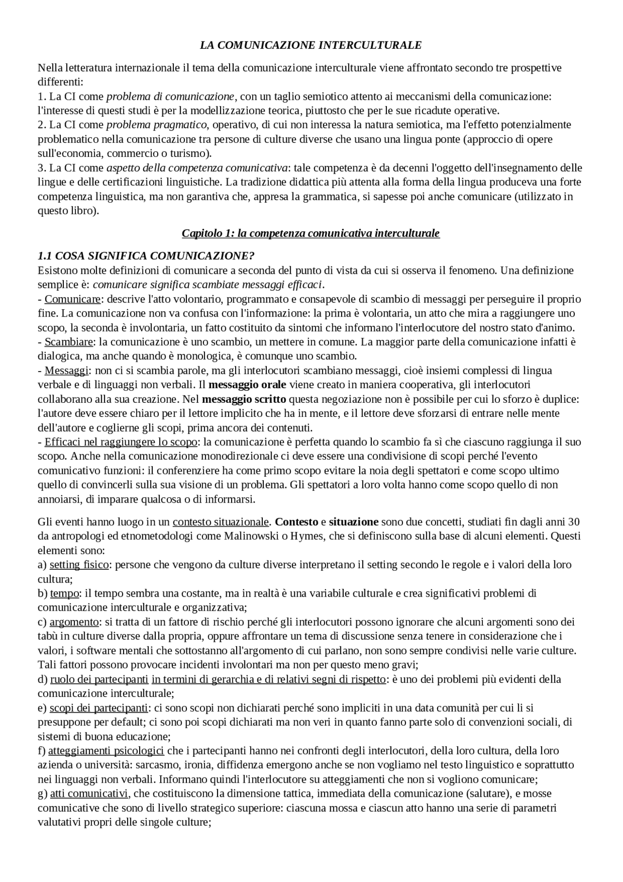 "La comunicazione interculturale" Paolo E. Balboni, Fabio Caon - Docsity
