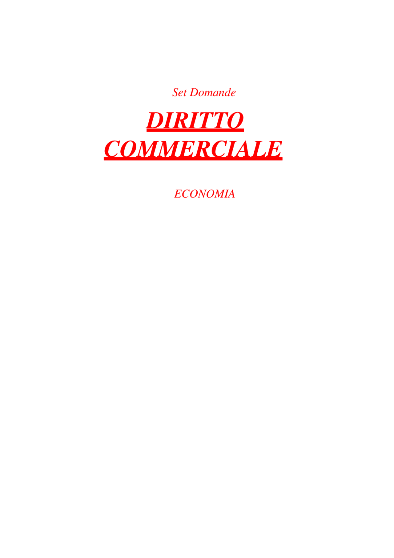 Risposte multiple paniere diritto commerciale ecampus economia prof ...