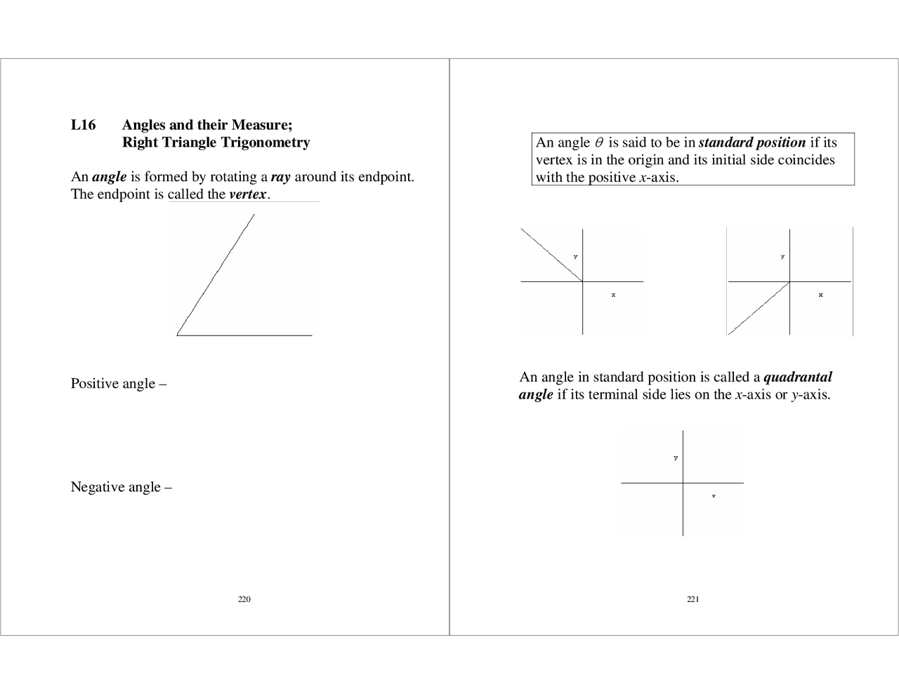 Precalculus Algebra and Trigonometry: Angles and their Measure | MAC ...