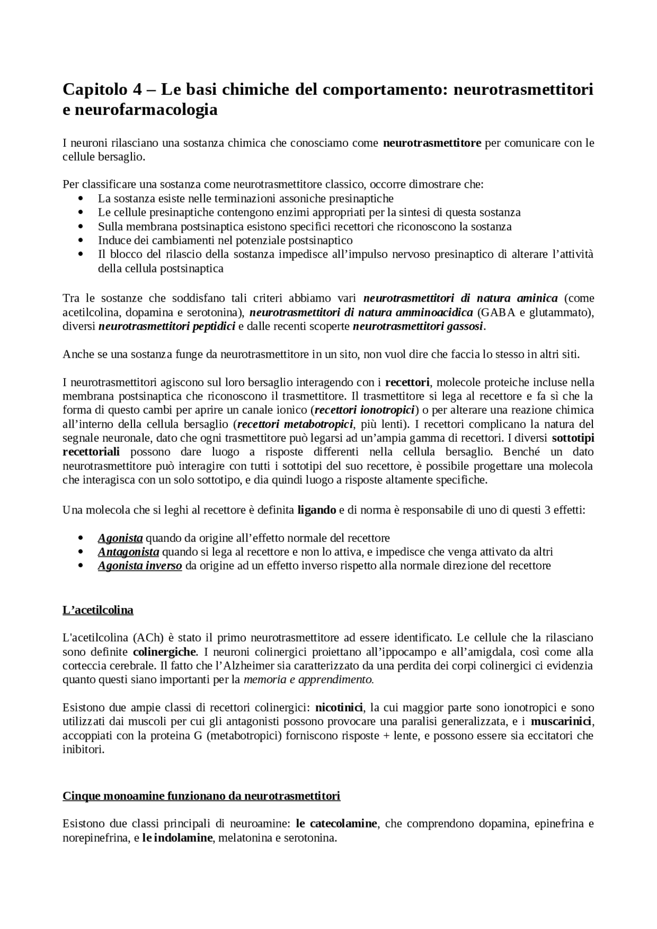Capitolo 4 Le Basi Chimiche Del Comportamento Docsity
