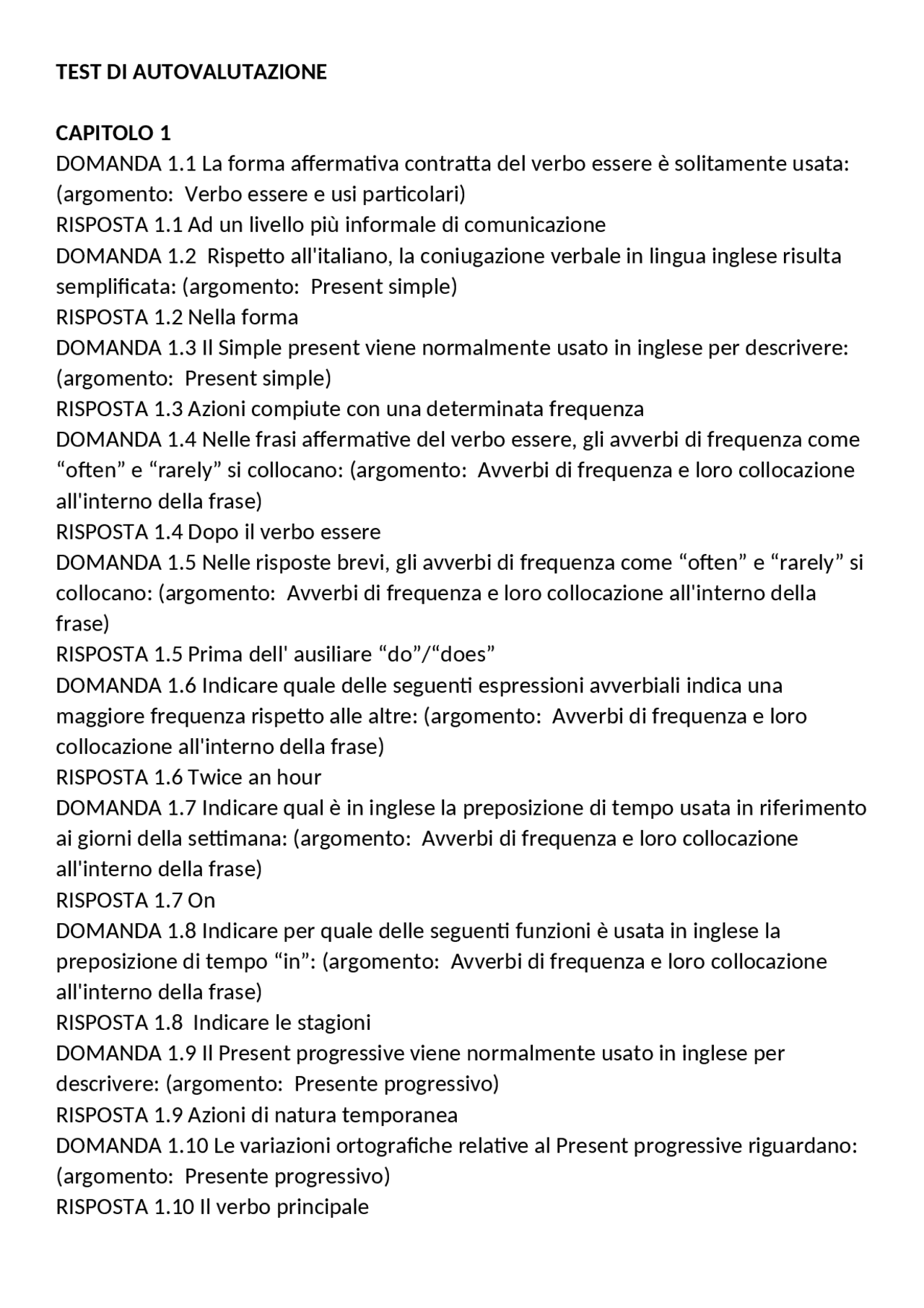 Test Autovalutazione Inglese Scienze Giuridiche L 14 Universitas