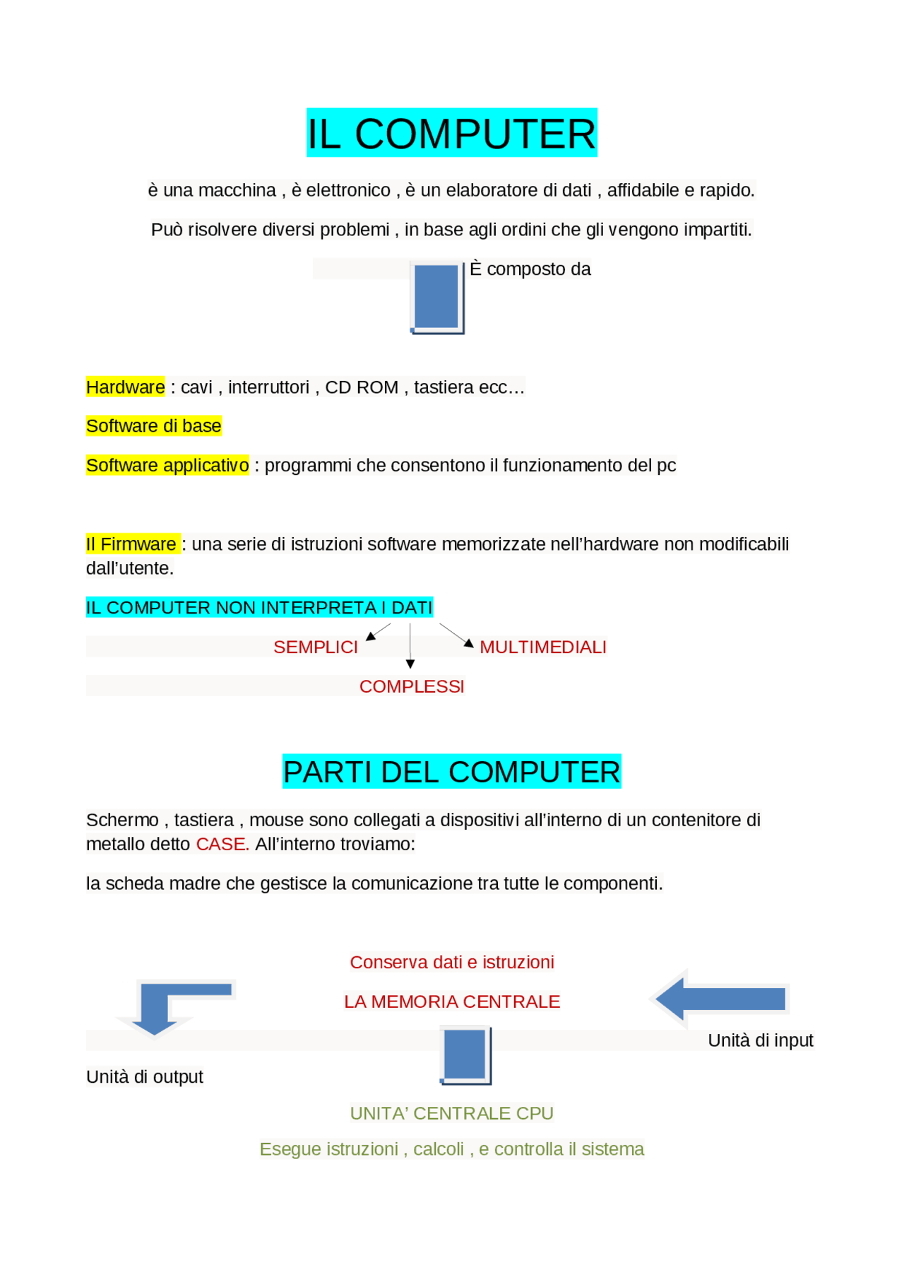 Schemi Di Informatica Appunti Di Elementi Di Informatica Docsity