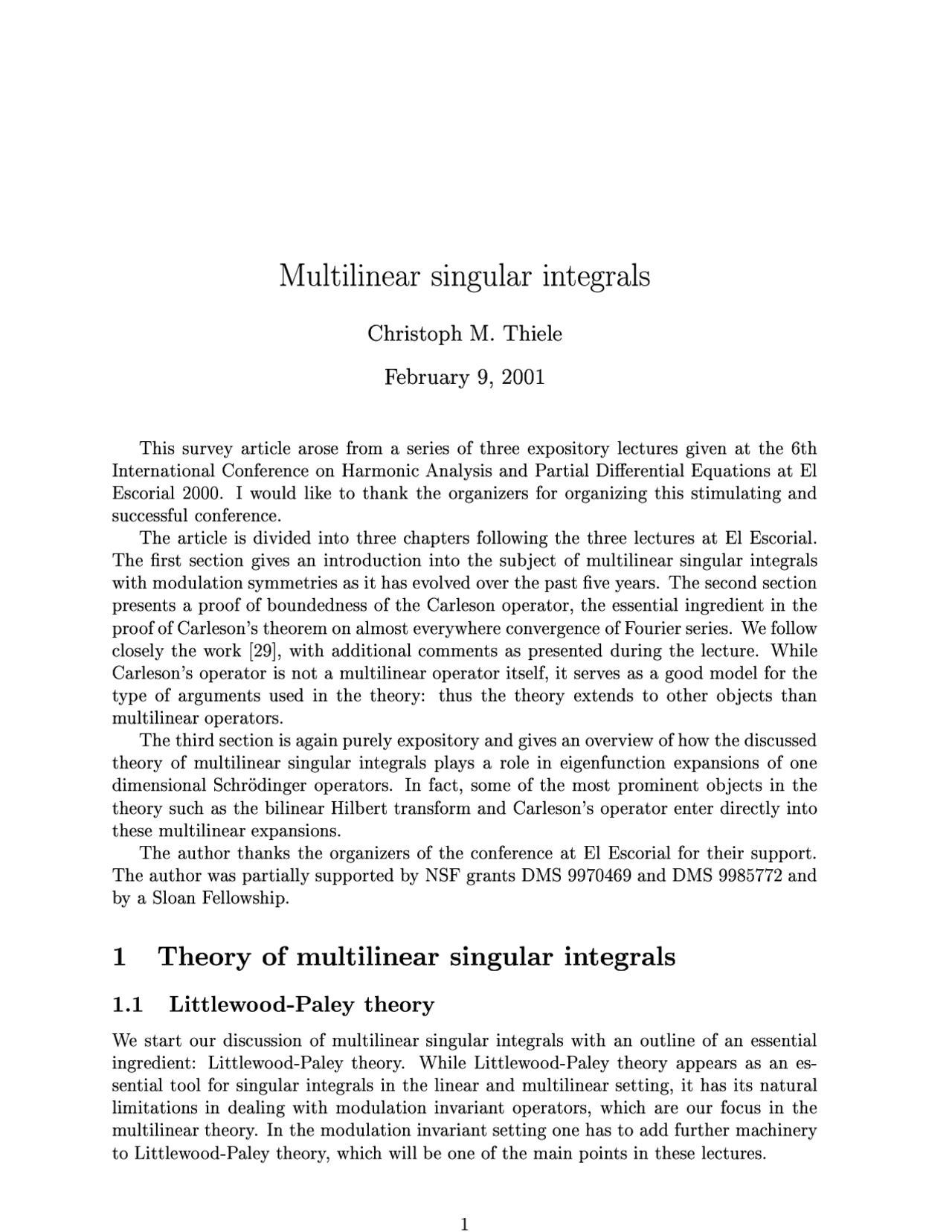 Multilineal singular integrals (Mathematics) | MATH 0209A - Docsity